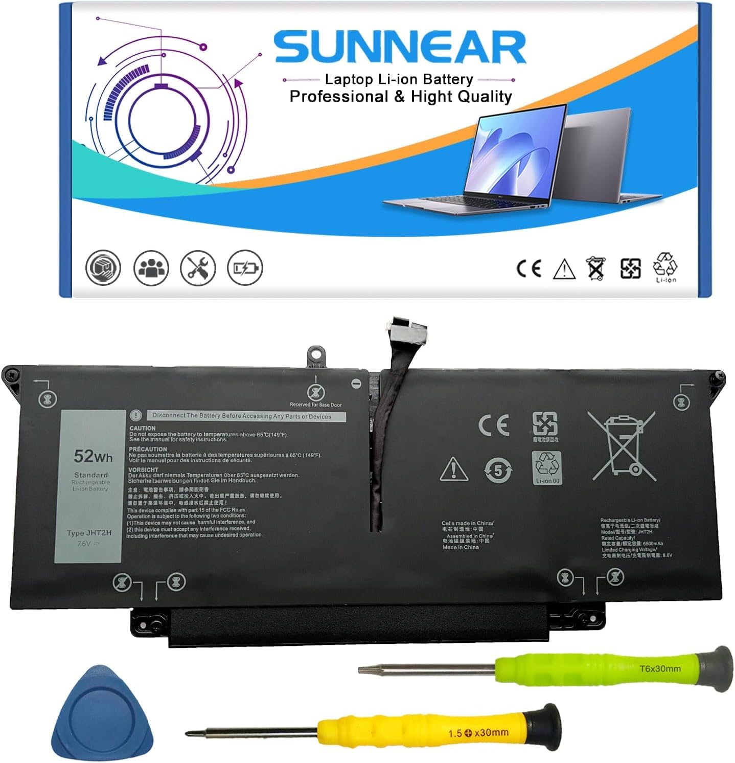 Amazon.com: SUNNEAR JHT2H Laptop Battery Compatible with Dell Latitude ...
