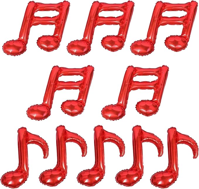 Amazon.com: 10PCS Music Note Balloons Red Foil Aluminum Balloon ...