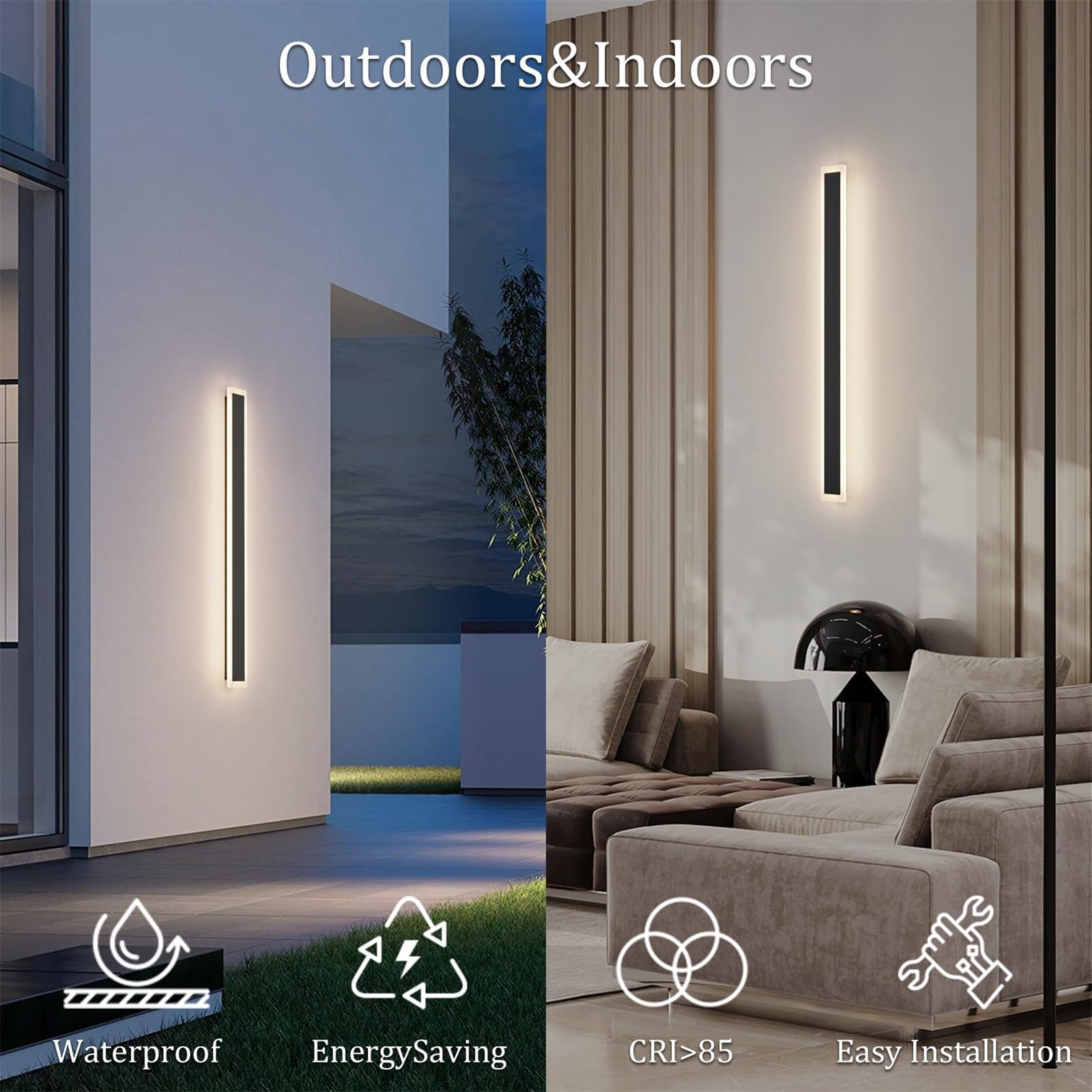 Snapklik.com : 2 Pack 39.4Inch Long Outdoor Lights 4000K Dimmable ...