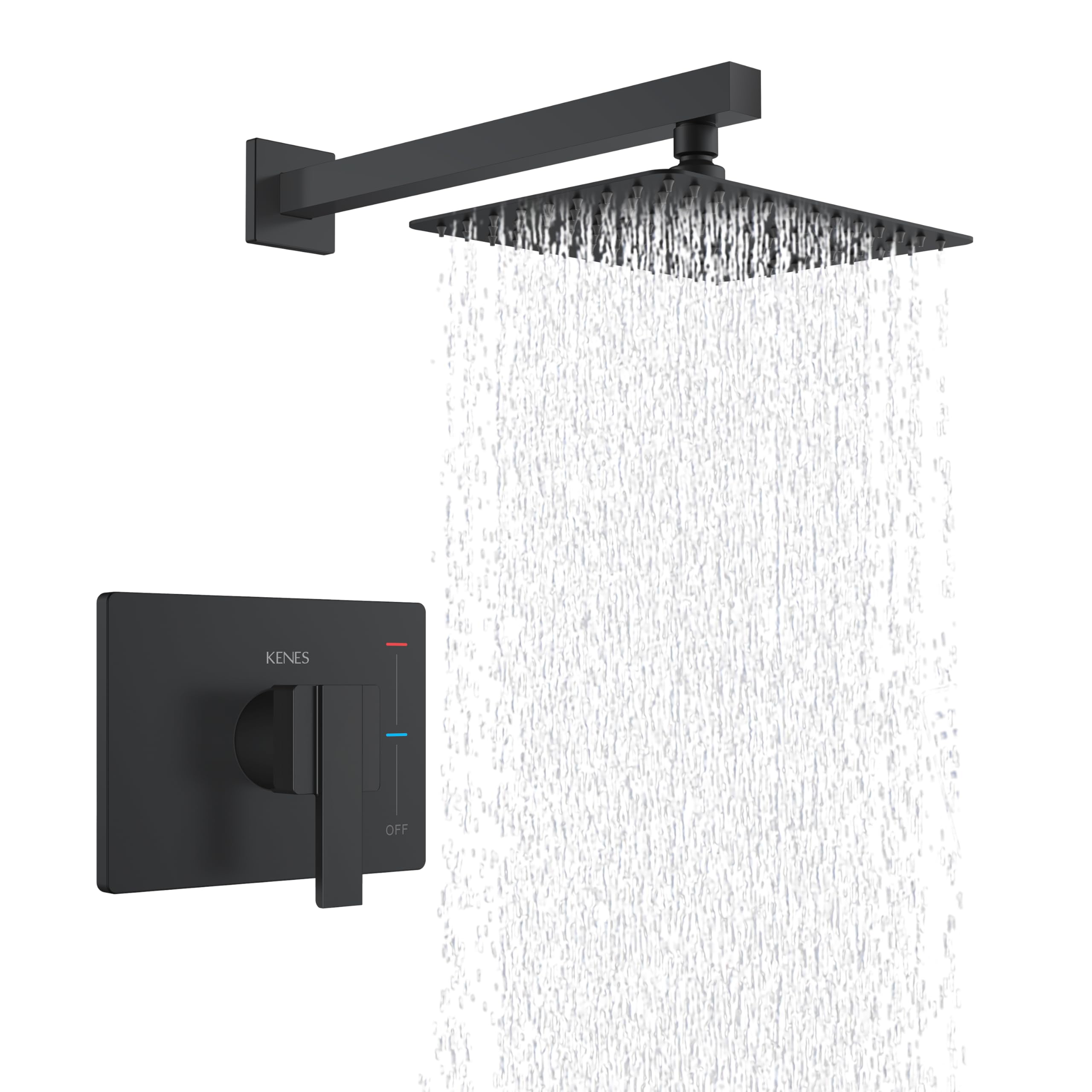 KENES Matte Black Shower Faucet, Modern Square Shower Trim Kit with ...
