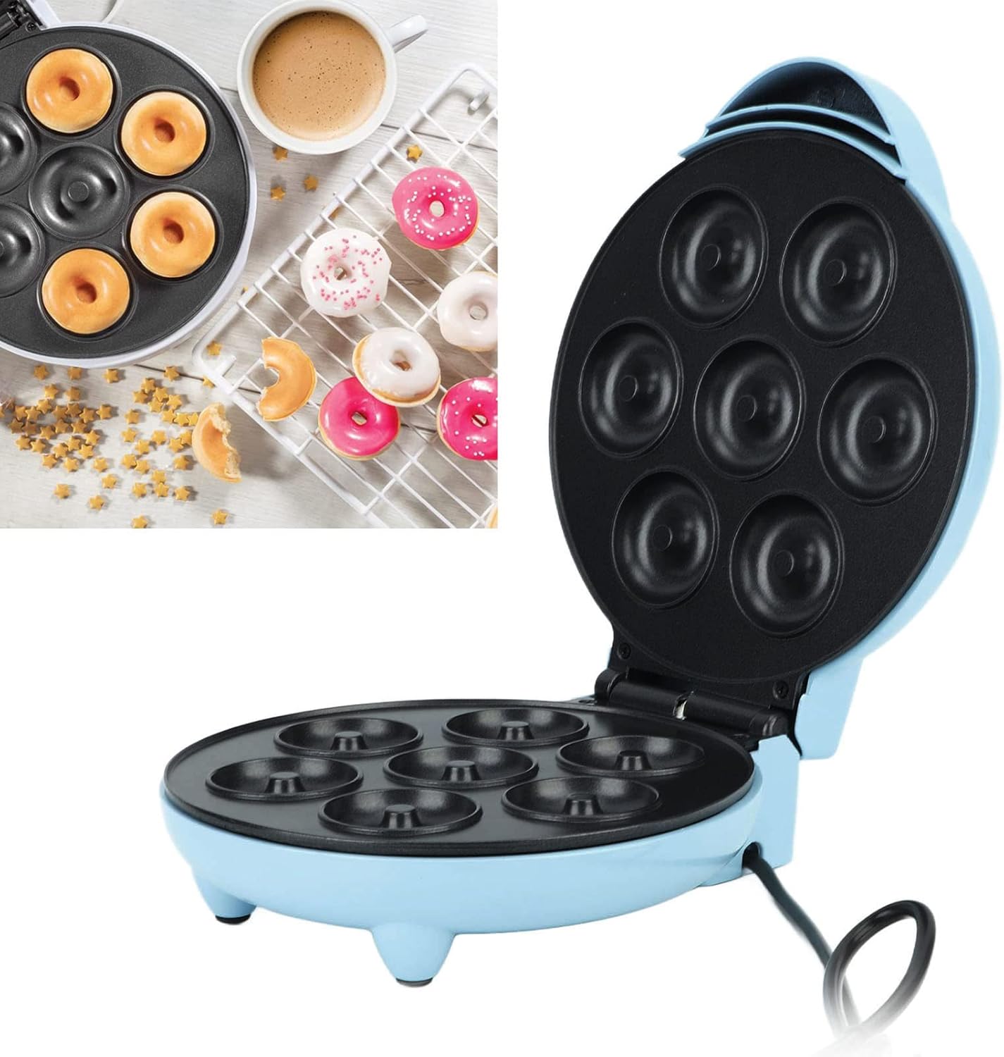 Amazon.com: Mini Donut Maker for Kids Breakfast Waffle Sandwich and ...