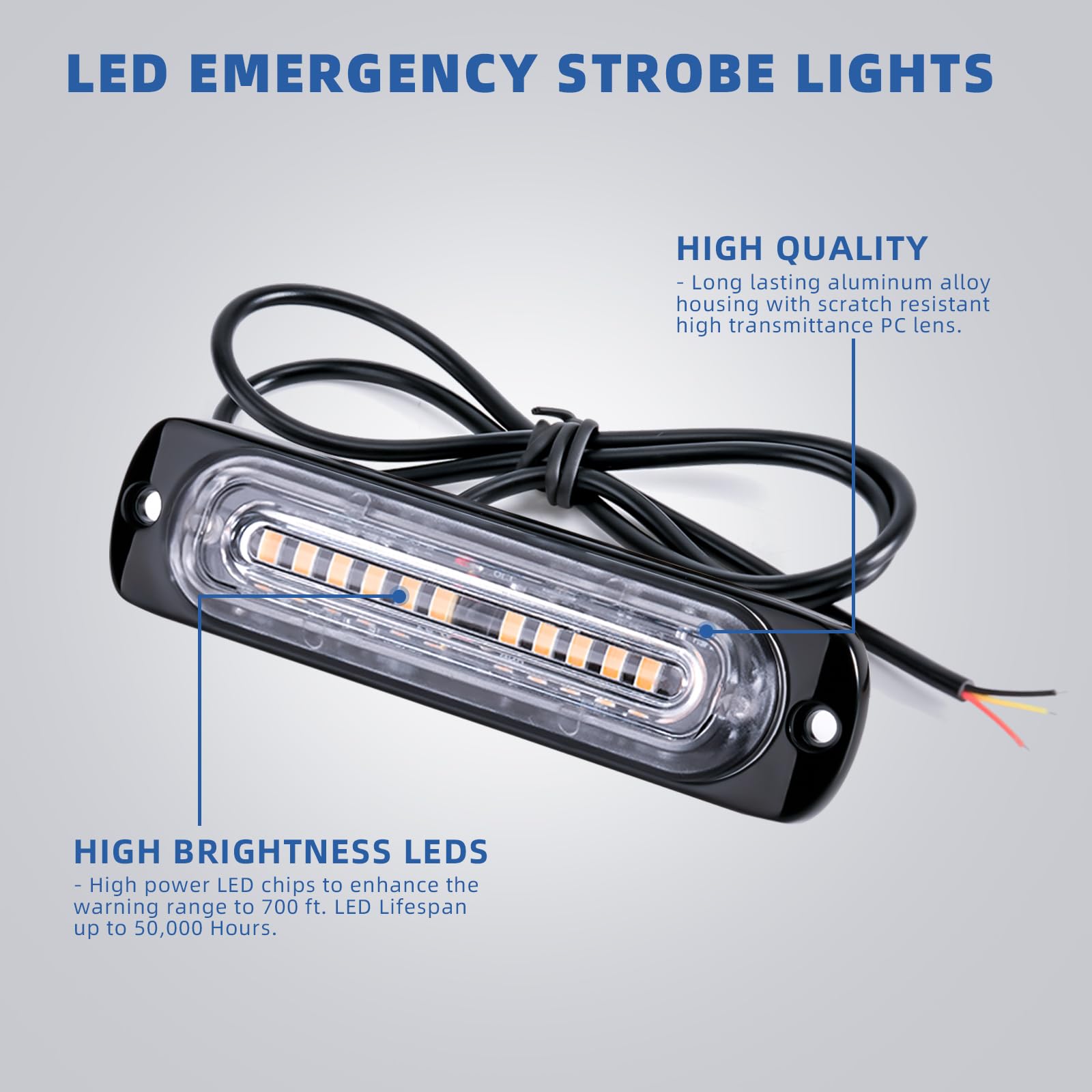 Snapklik.com : PKINGLAKE 4-Pcs 12LED Grille Emergency Strobe Lights ...