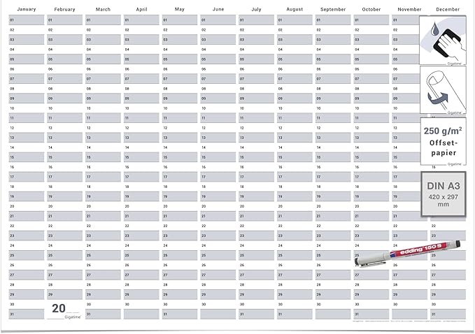 Calendrier permanent calendrier anniversaire calendrier mural perpétuel ...