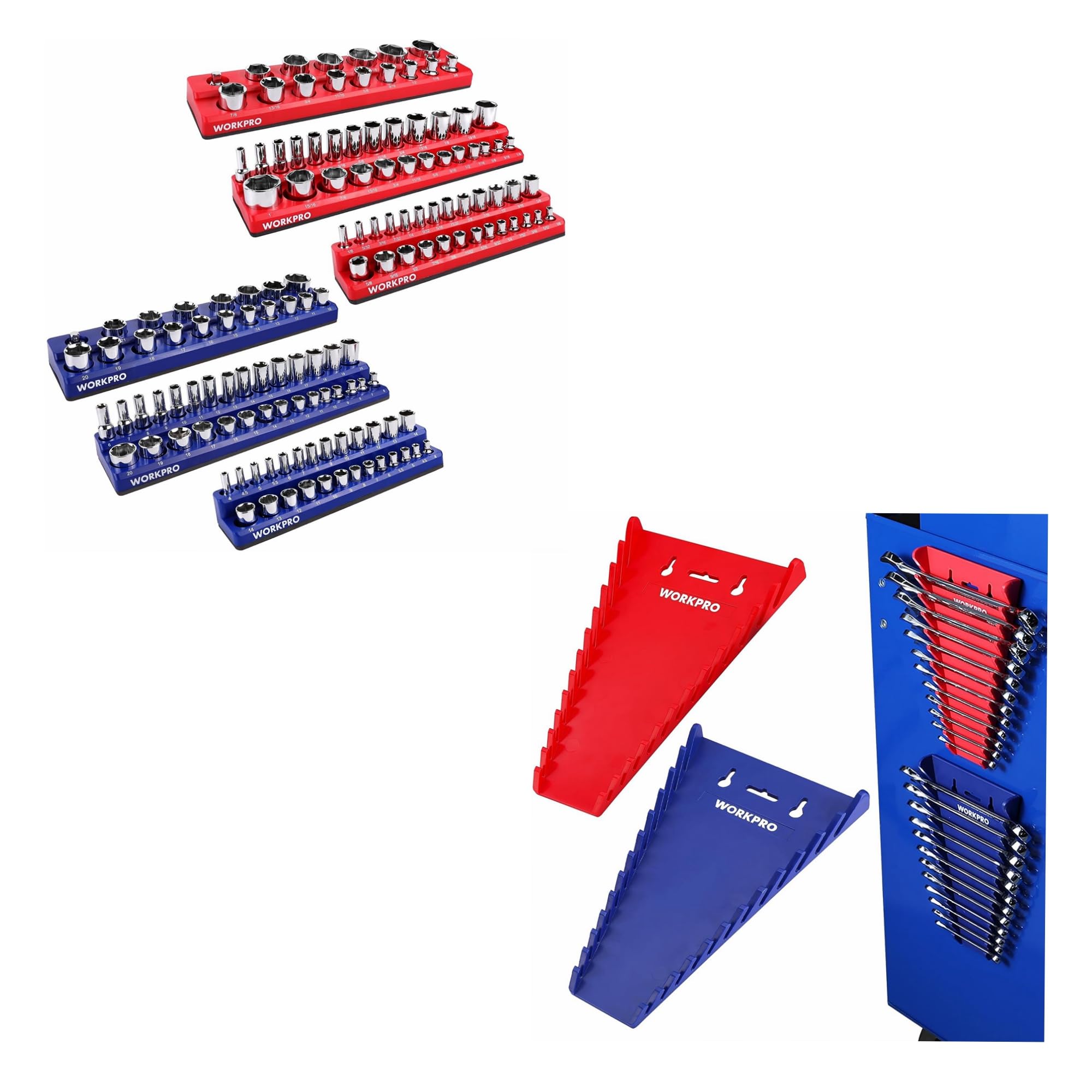 Amazon.com: WORKPRO 6PC Magnetic Socket Organizer Set and 2PC Magnetic ...