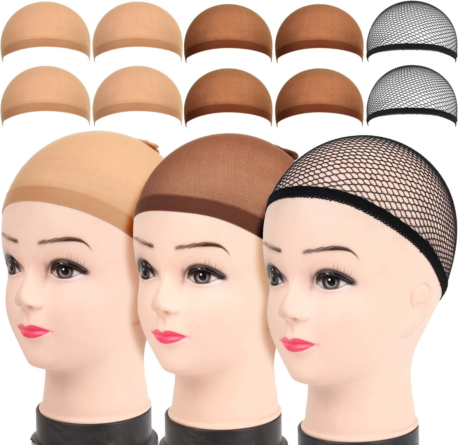 Amazon.com: LEOBRO 10 PCS Wig Caps, Includes 4 PCS Brown Stocking Wig ...