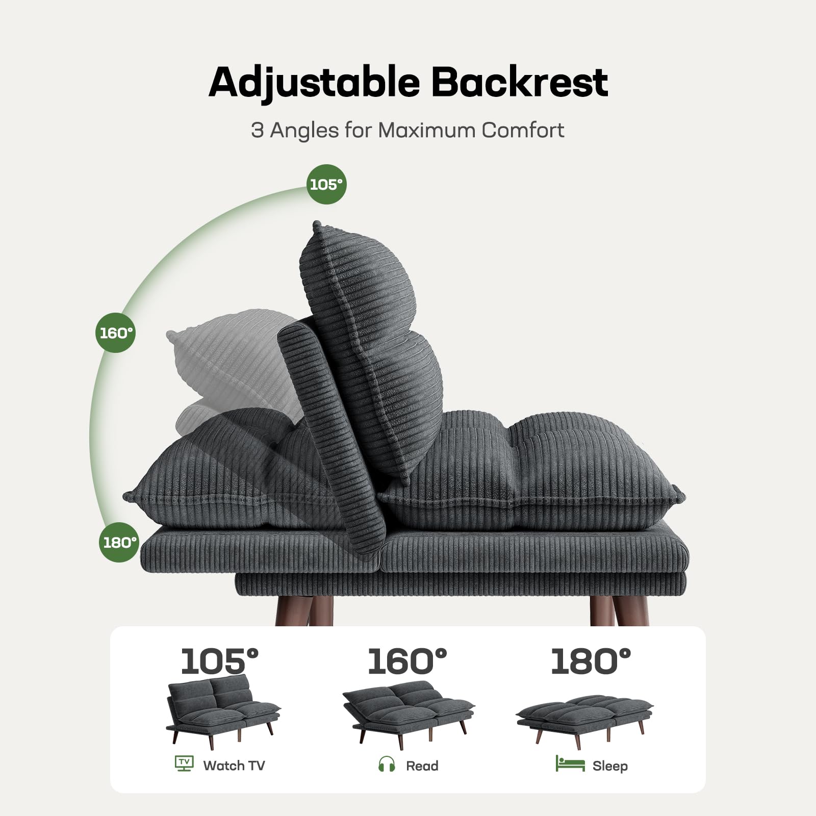 Snapklik.com : Marsail Futon Sofa Bed, Futon Corduroy Couch