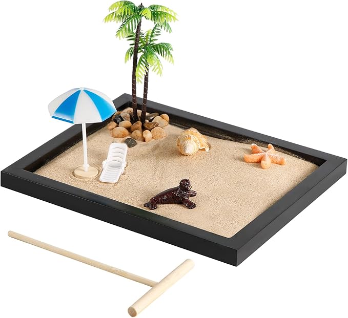 NQEUEPN Zen Garden Kit for Desk, Japanese Mini Zen Sand Garden Box Zen ...