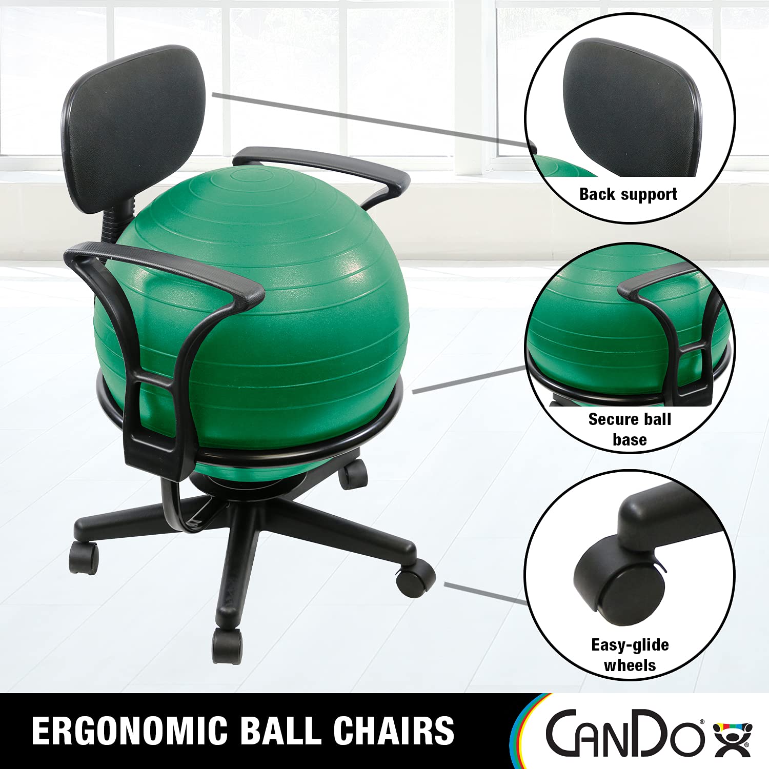 Snapklik.com : CanDo Metal Ball Chair - Inflatable Ergonomic Active ...