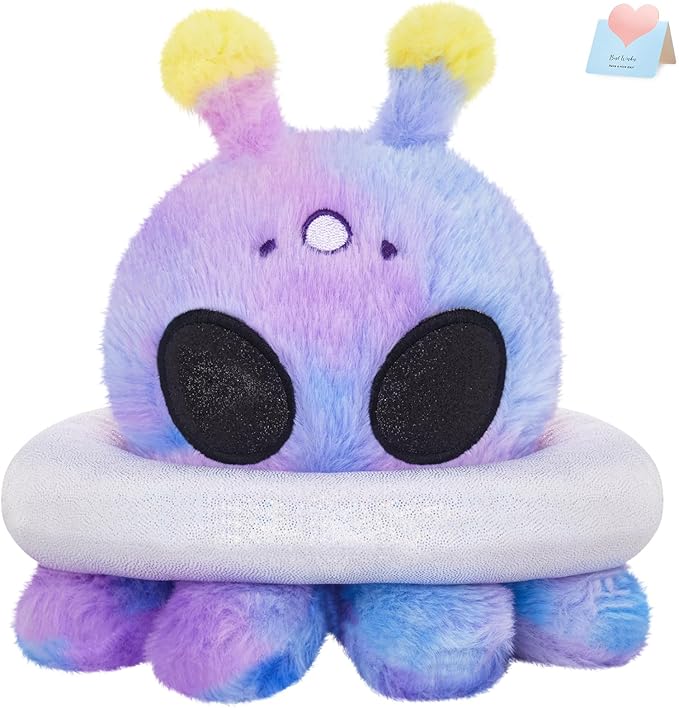 Amazon.com: HappySpot Purple Alien Stuffed Animal Plush Toy, Soft Tie ...