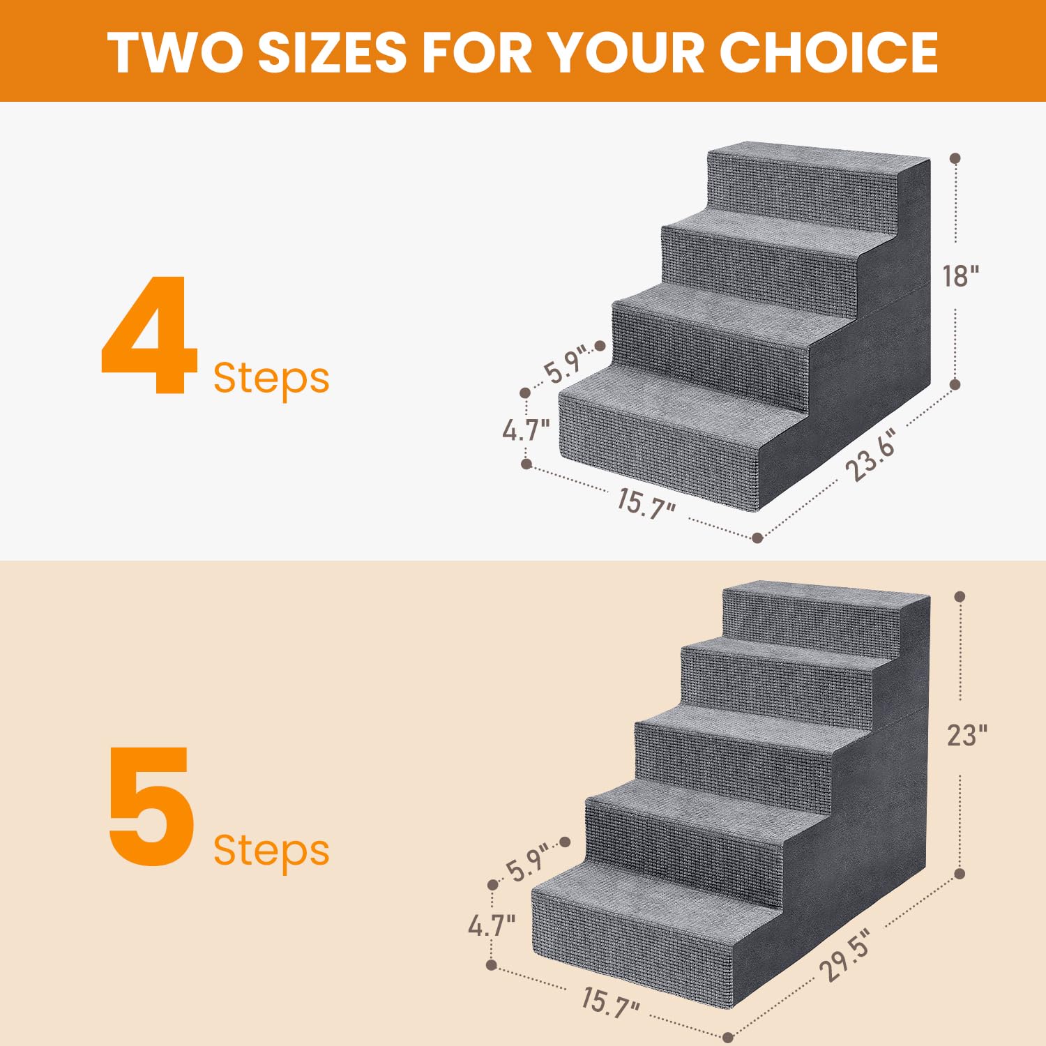 Snapklik.com : Dog Stairs For Small Dog And Cats, 23”H Non-Slip Bottom ...