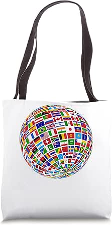 Amazon.com: Earth Globe World Flags The Countries of the World Tote Bag ...