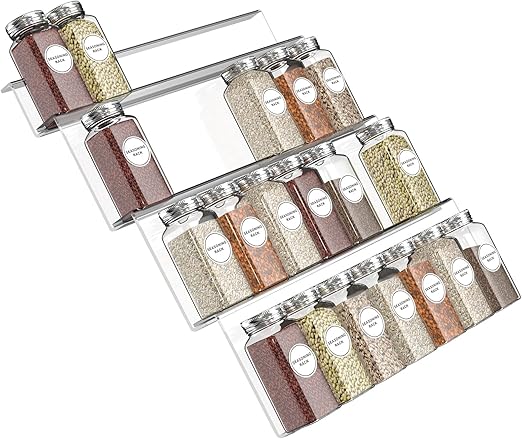 Amazon.com: Grarry Acrylic Spice Rack Tray Insert 4 Tier Clear Spice ...