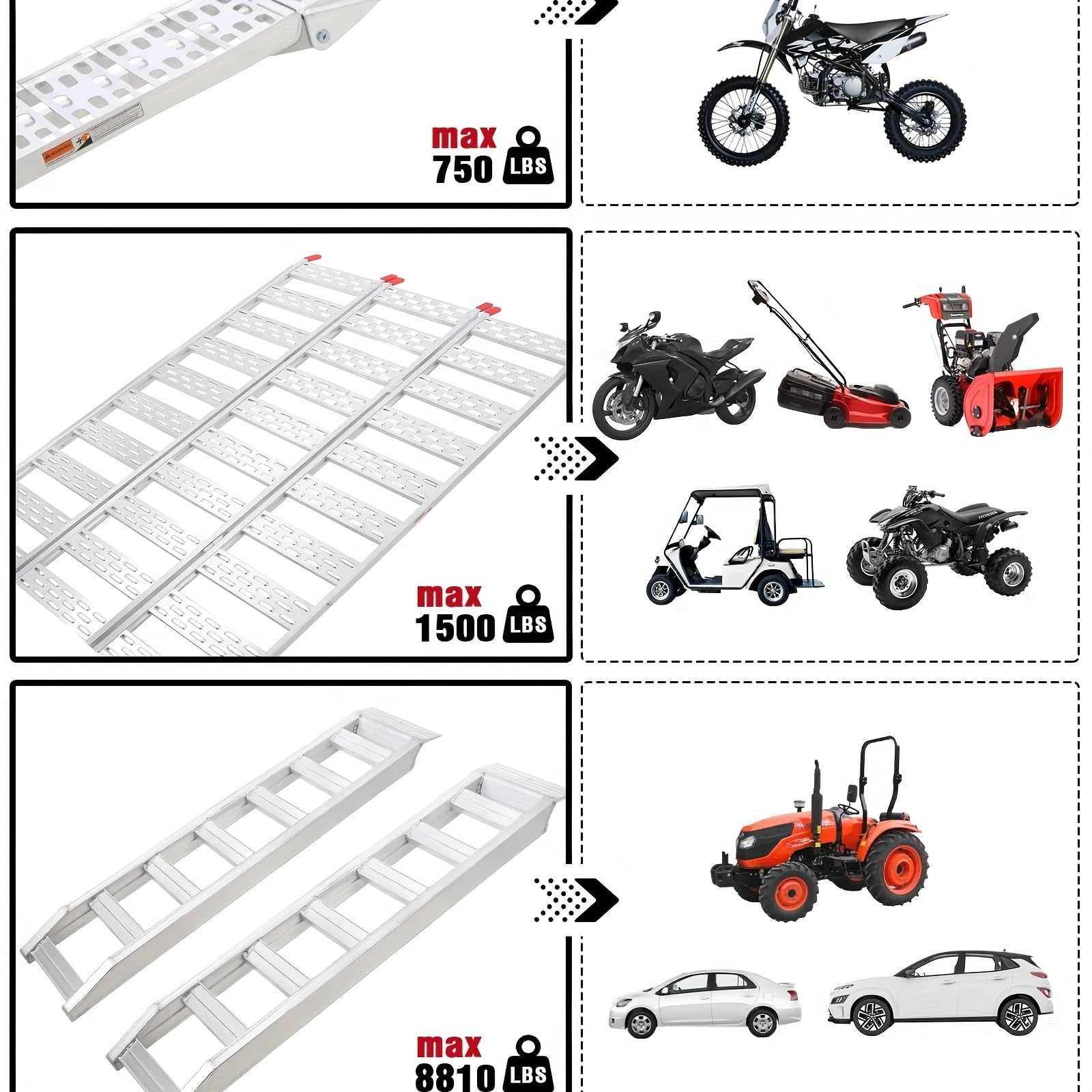 Snapklik.com : Folding Loading Ramp, 750 Lbs Capacity, Aluminum ...