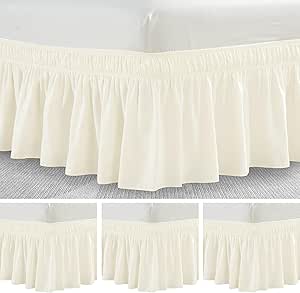 Amazon.com: Nasitos 4 Pack Queen/King Bed Skirt-Wrap Around Bed Skirts 15" Drop with Adjustable ...