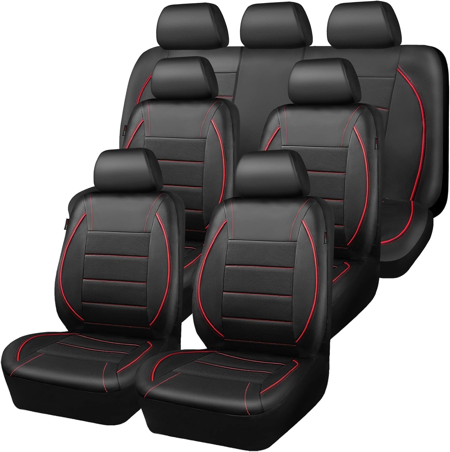 Amazon.com: CAR PASS 3 Row Car Seat Covers, Piping Leather Seat Cover ...