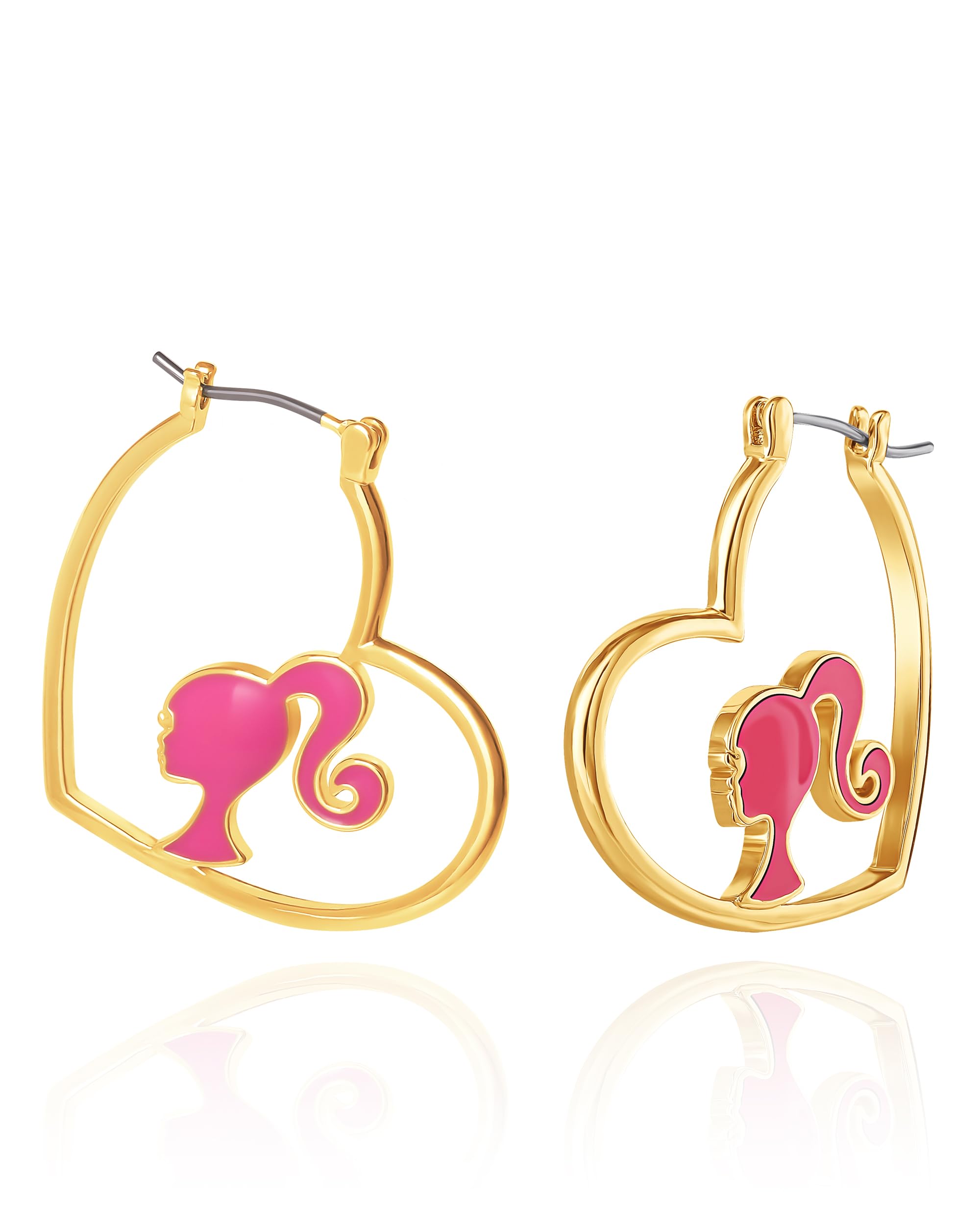 Amazon.com: Barbie Heart Hoop Earrings, 18k Yellow Gold Flash-Plated ...