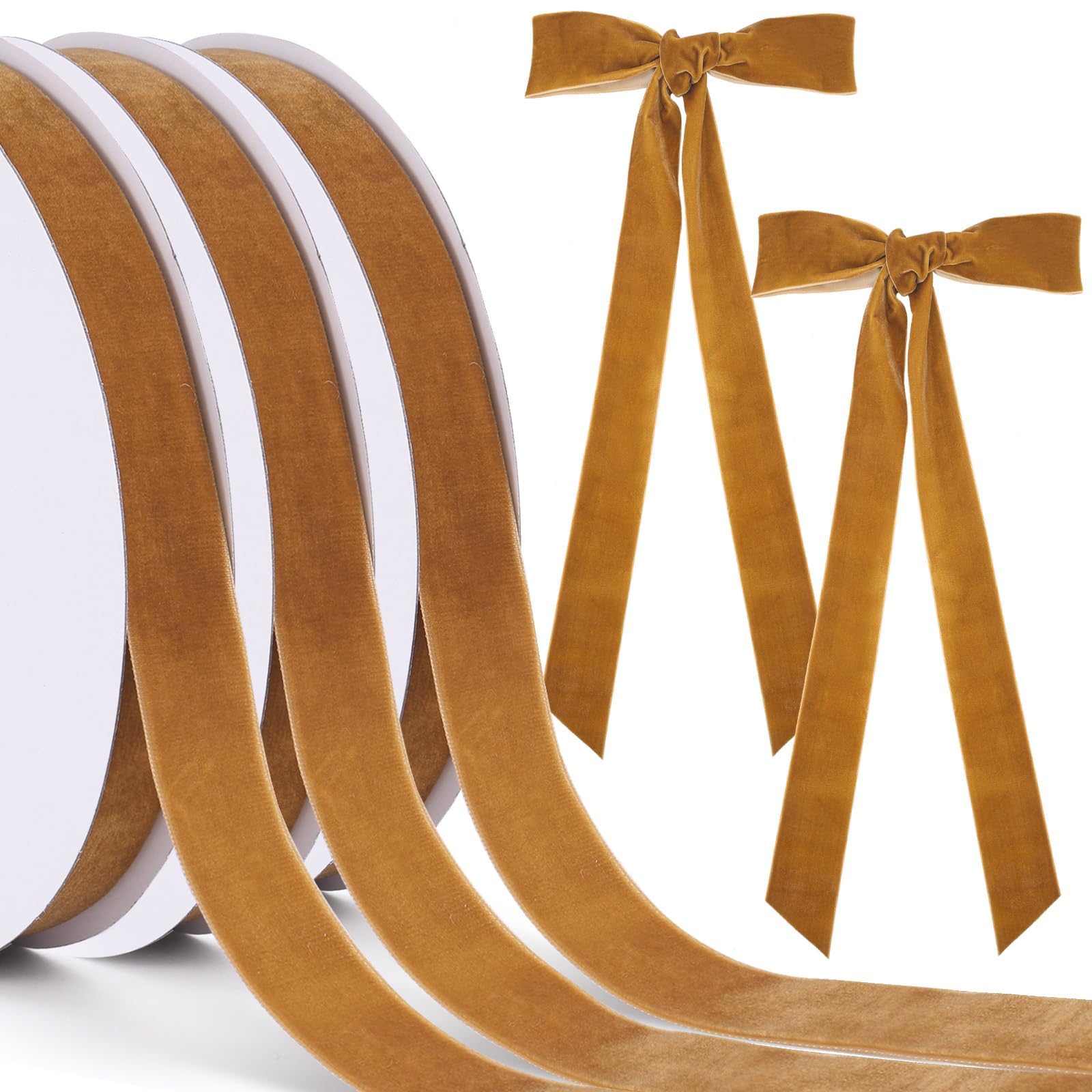 Amazon.com: 3 Pcs Khaki Velvet Ribbon 3/8 Inch Total 75 Yards Velvet ...