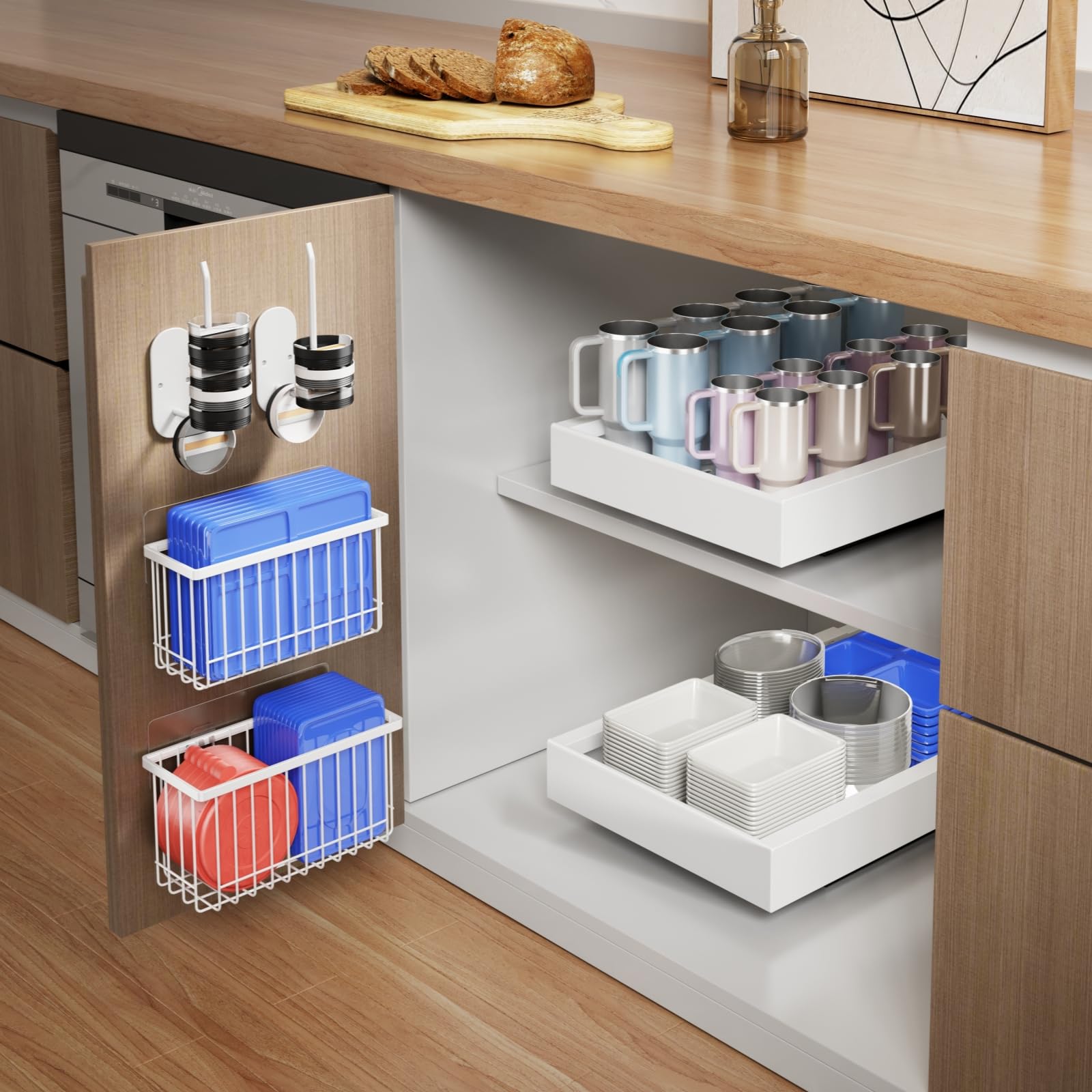 Amazon.com: Mustorn 2 Pack Pull Out Cabinet Organizer, Expandable Depth ...