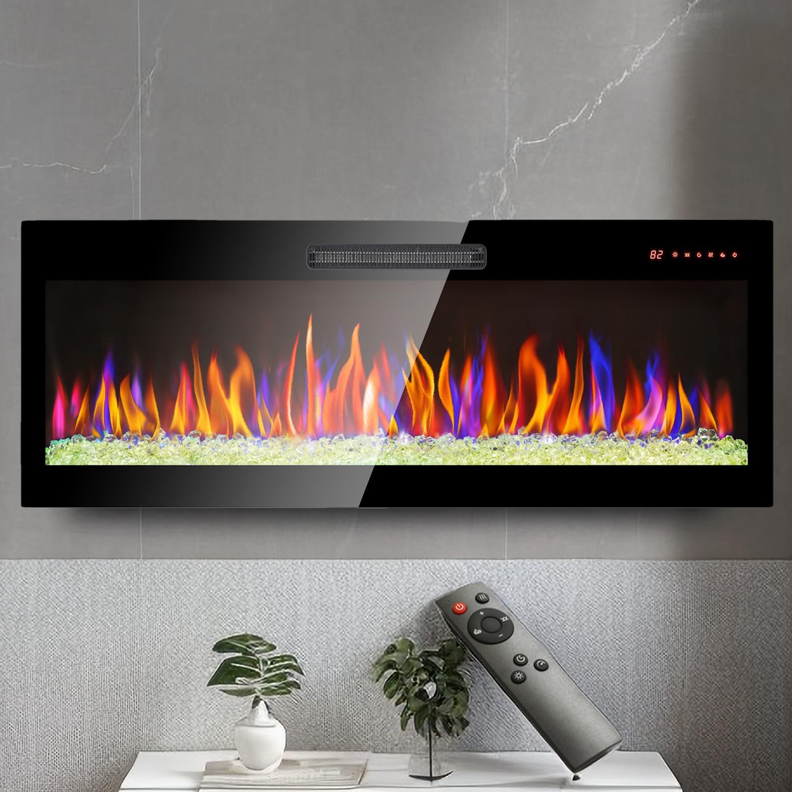 Amazon.com: 60 Inch Ultra-Thin Electric Fireplace, Recessed and Wall ...
