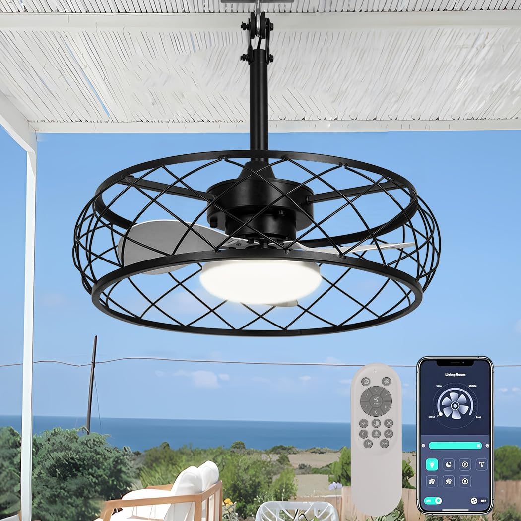 MUMENG Ceiling Fans with Lights 20IN, Plug in Ceiling Fan with 3 Color ...