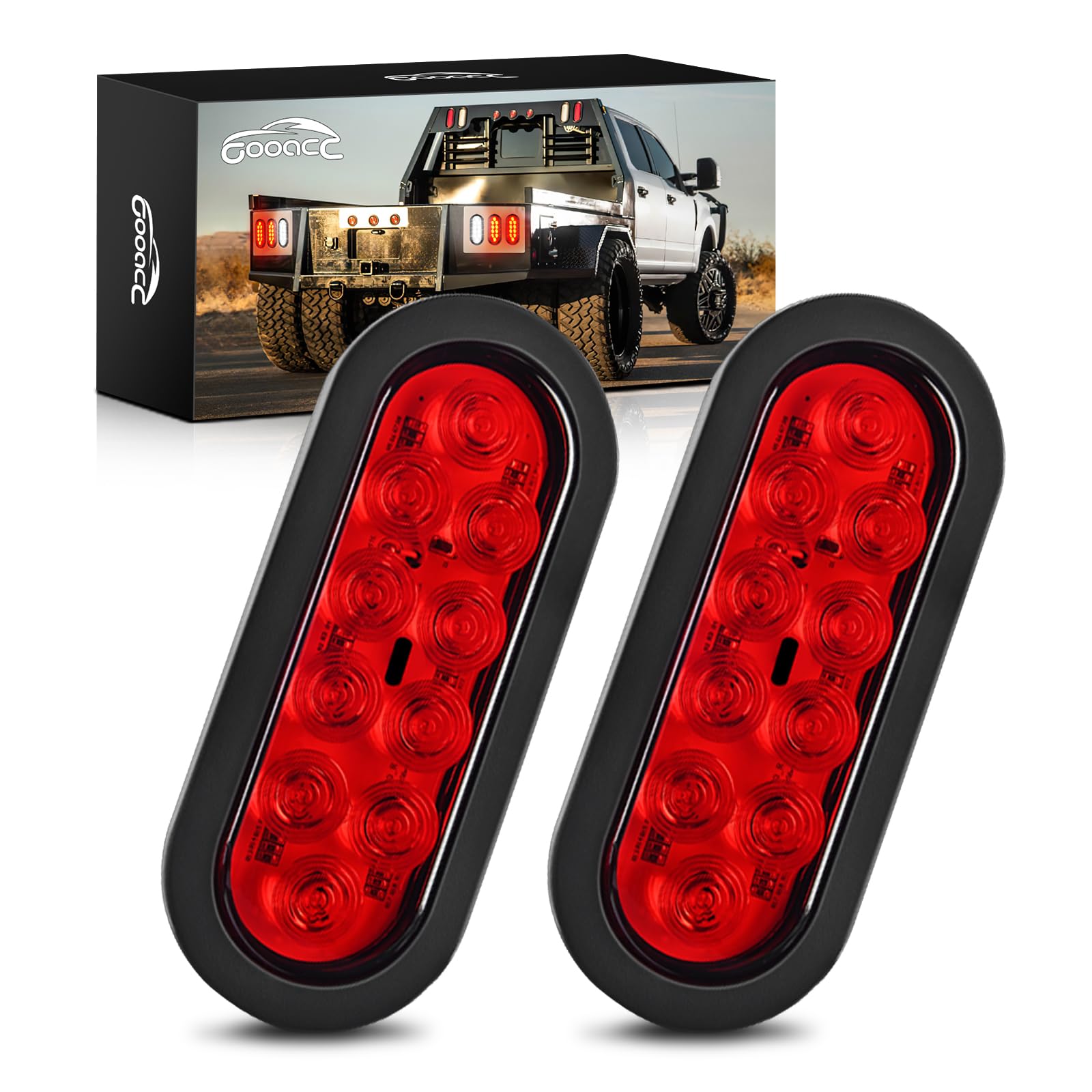 Recessed Trailer Lights SHAR 6 Inch Oval Red Led Trailer Tail Lights