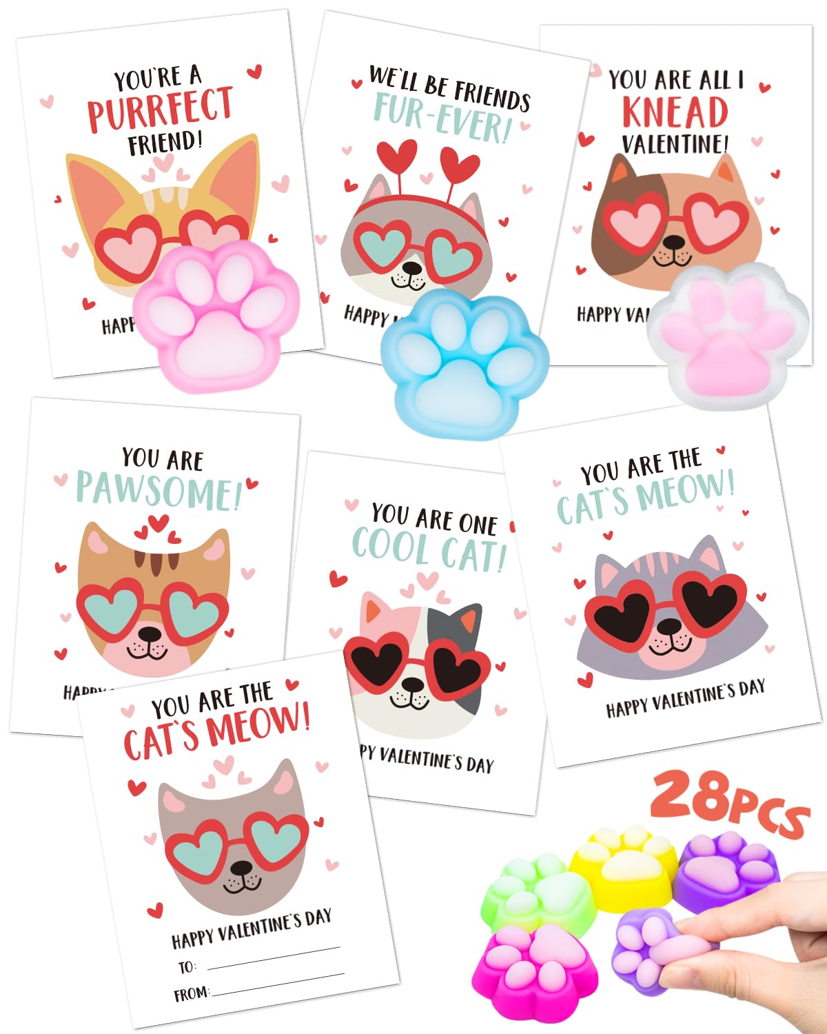 Valentines Cards for Kids Classroom - 28 Packs Valentines Day Gifts for ...