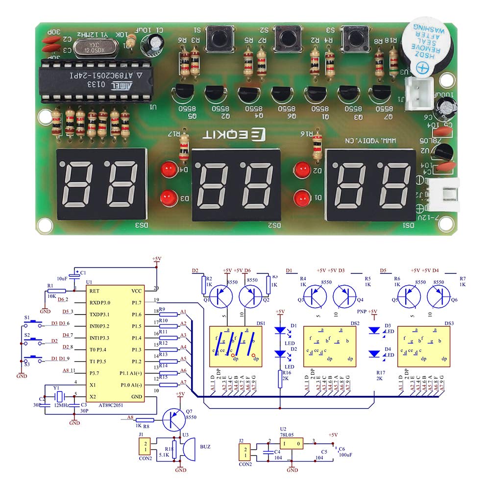 Snapklik.com : ICStation 6Bits Digital Clock Electronic Soldering Practice Project DIY Assemble ...