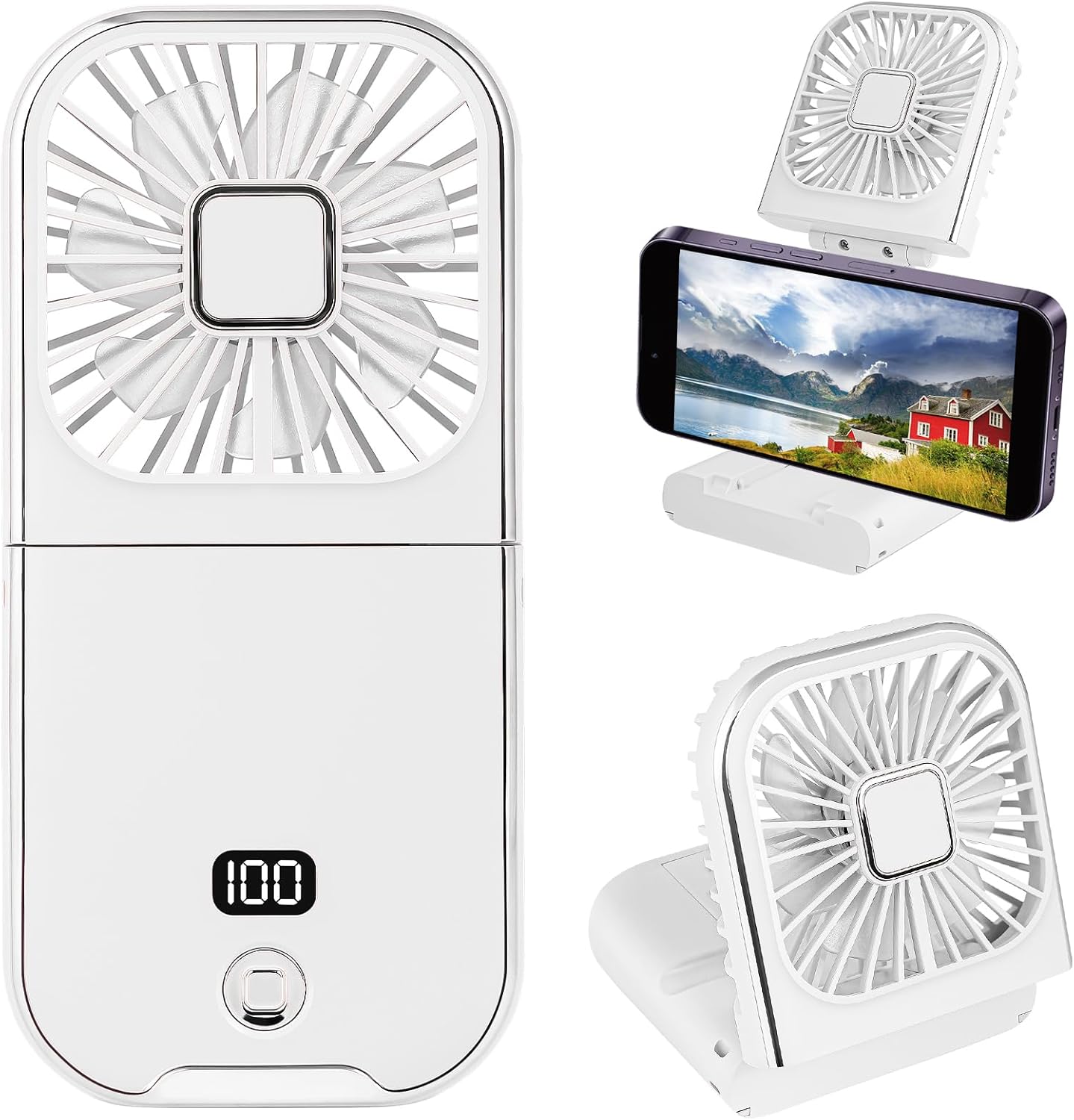 Folding Handheld Fan with LED Display, Mini Portable Personal Fan USB ...