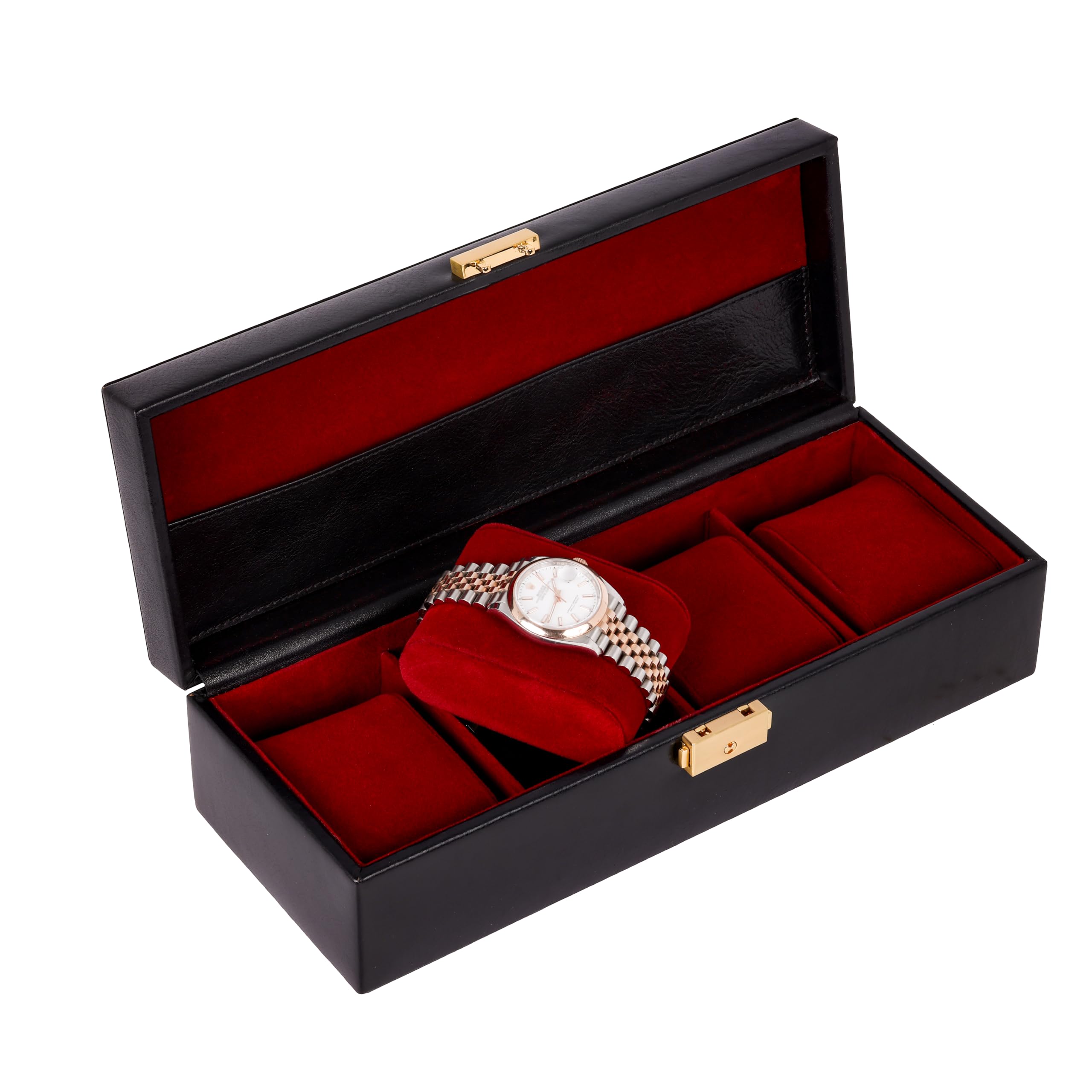 Amazon.com: Time Resistance Leather Watch Box - 4 Slot Luxury Watch ...
