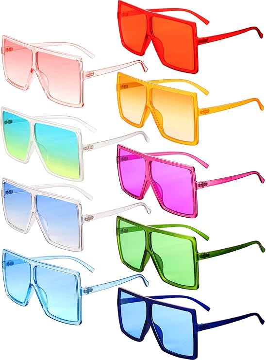 Amazon.com: Frienda 9 Pairs Oversized Square Sunglasses Flat Top Big ...