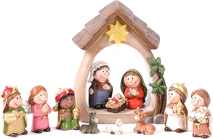 Amazon.com: CAKEEYUM Christmas Nativity Set 12PCS/Set LED Nativity ...