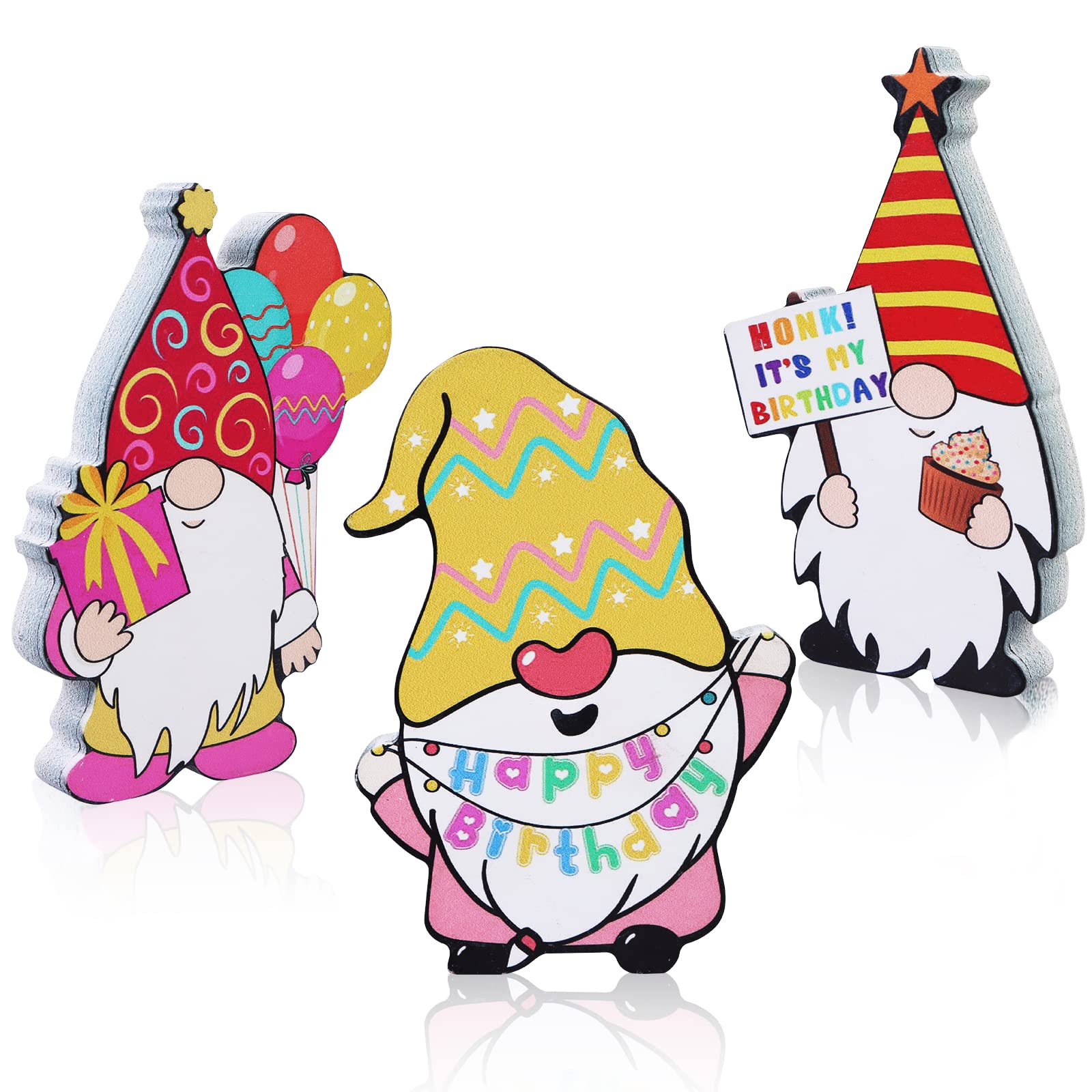 Amazon.com: OBANGONG 3 PCS Wooden Happy Birthday Gnomes Self-Standing ...
