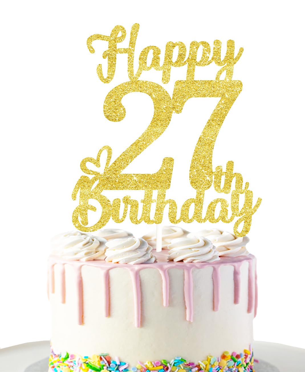 Snapklik.com : 27 Birthday Cake Toppers-Gold Glitter, 27th Cake Topper ...