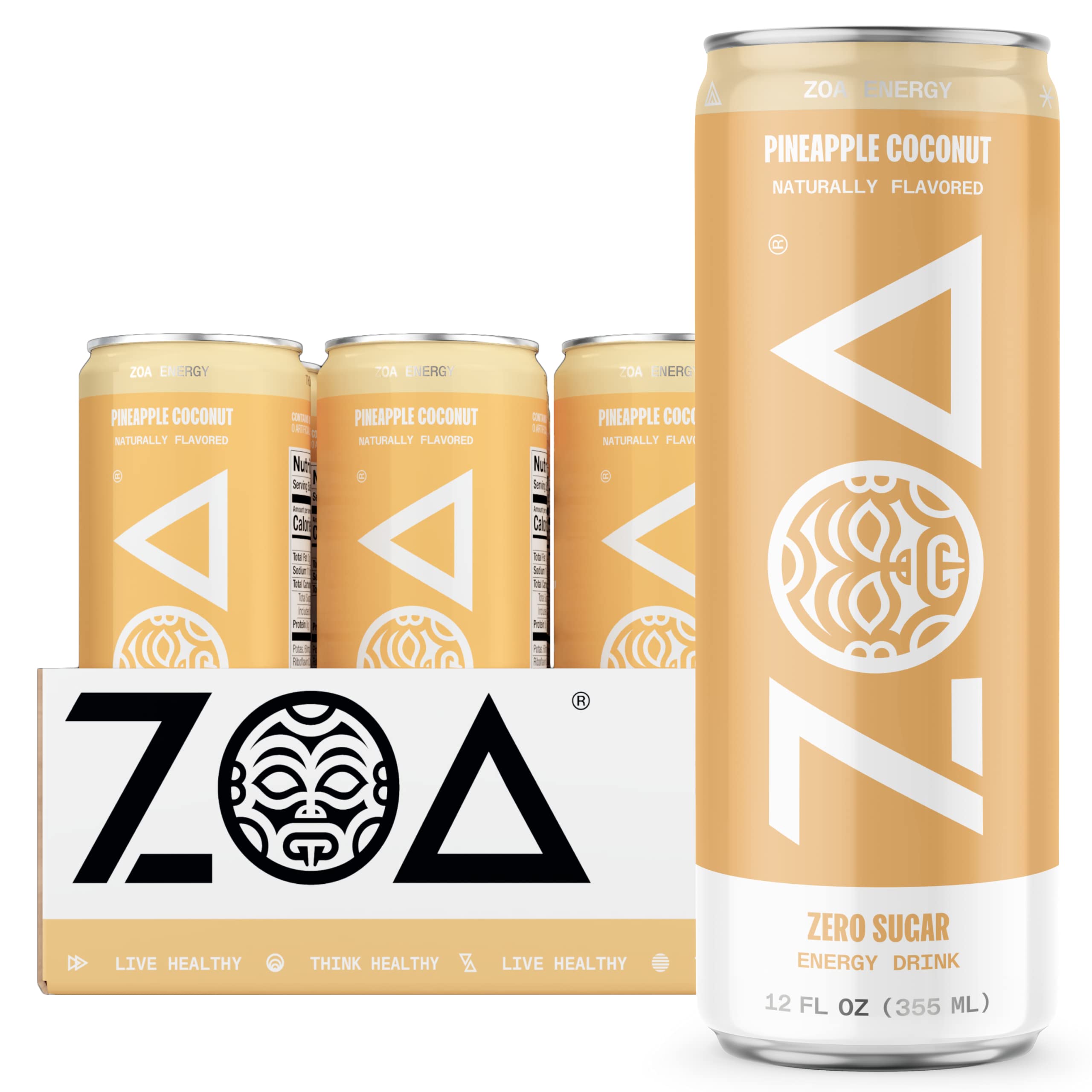 Snapklik.com : ZOA Zero Sugar Energy Drinks, Pineapple Coconut - Sugar Free