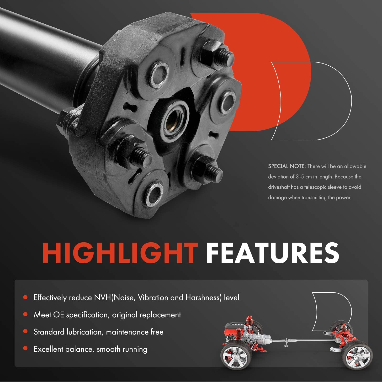 A-Premium Rear Complete Drive Shaft Prop Shaft Driveshaft Assembly ...