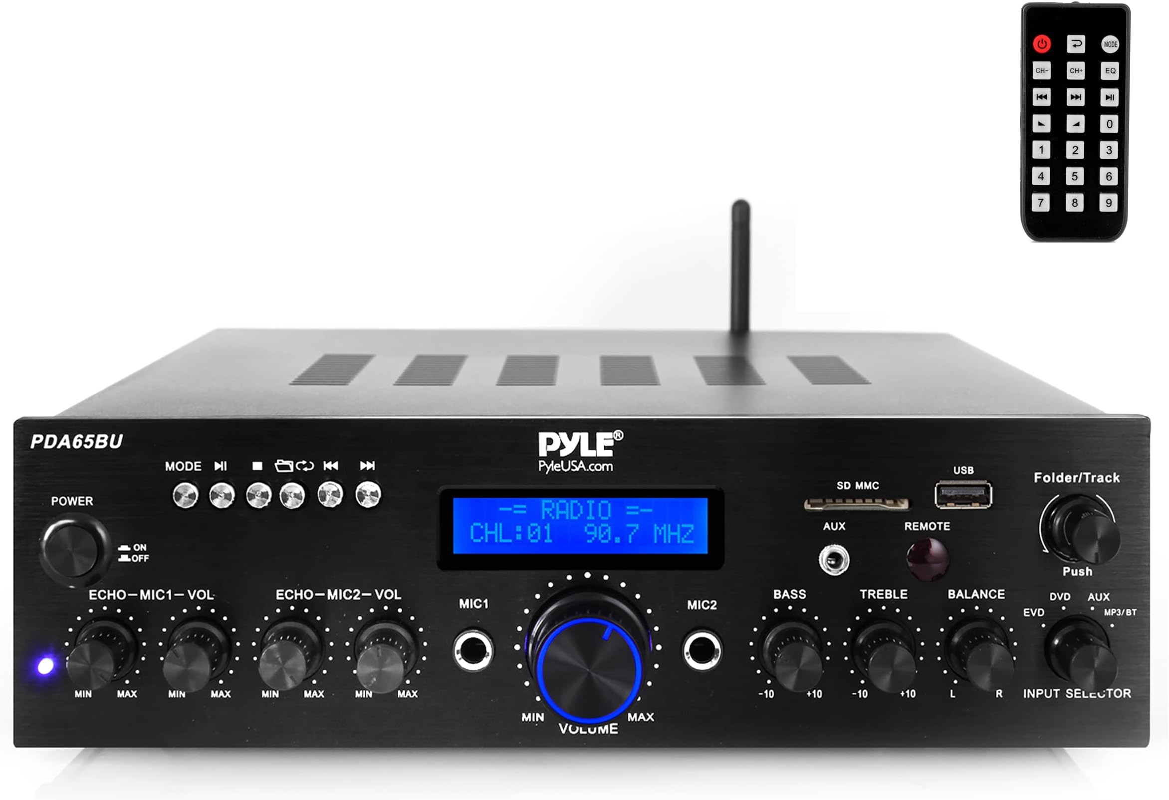Amazon.com: Pyle Home Home Audio Power Amplifier Mixer - 240W 5 Channel ...