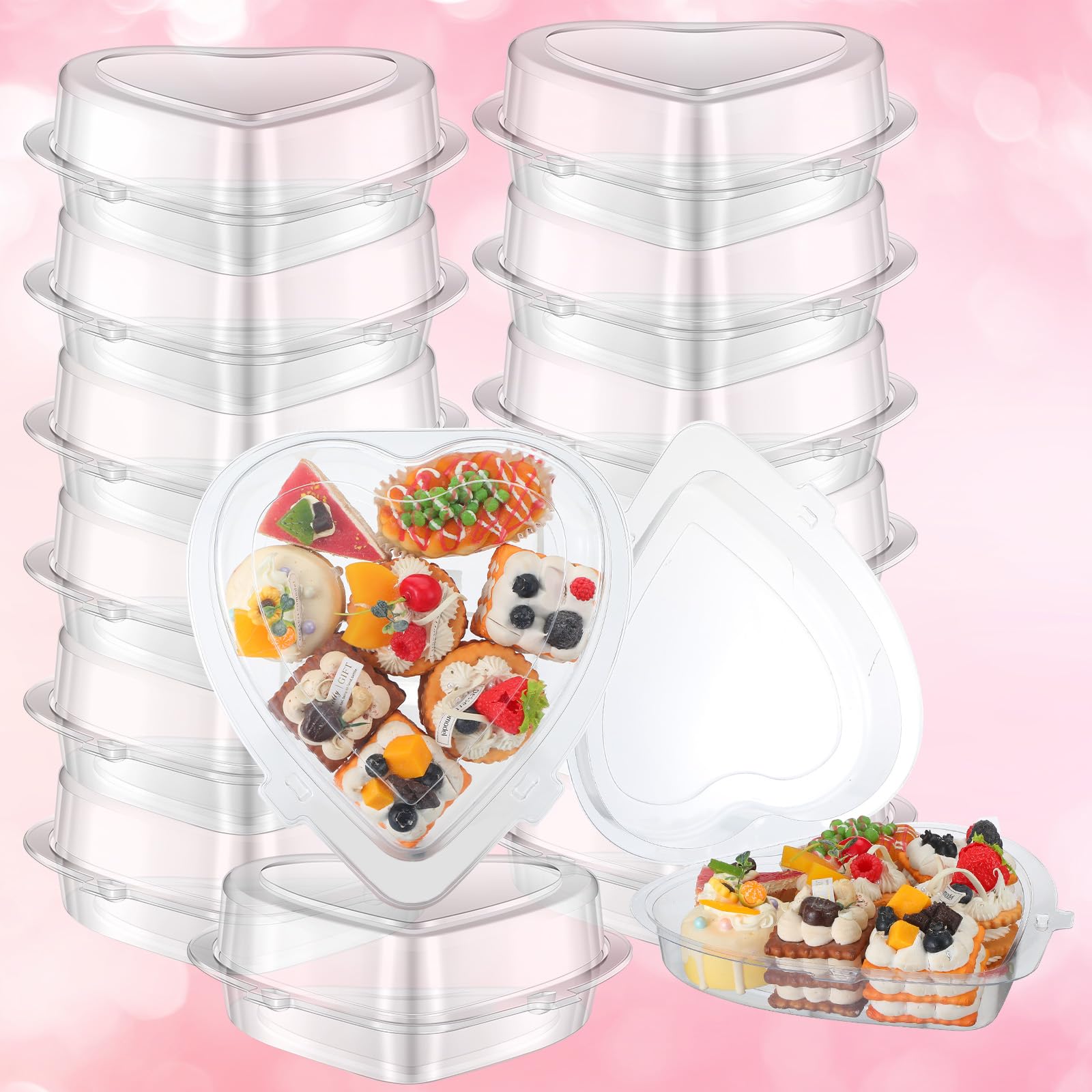 Amazon.com: Teenyyou 25 Pcs Heart Shaped Clamshell Containers 150 ...