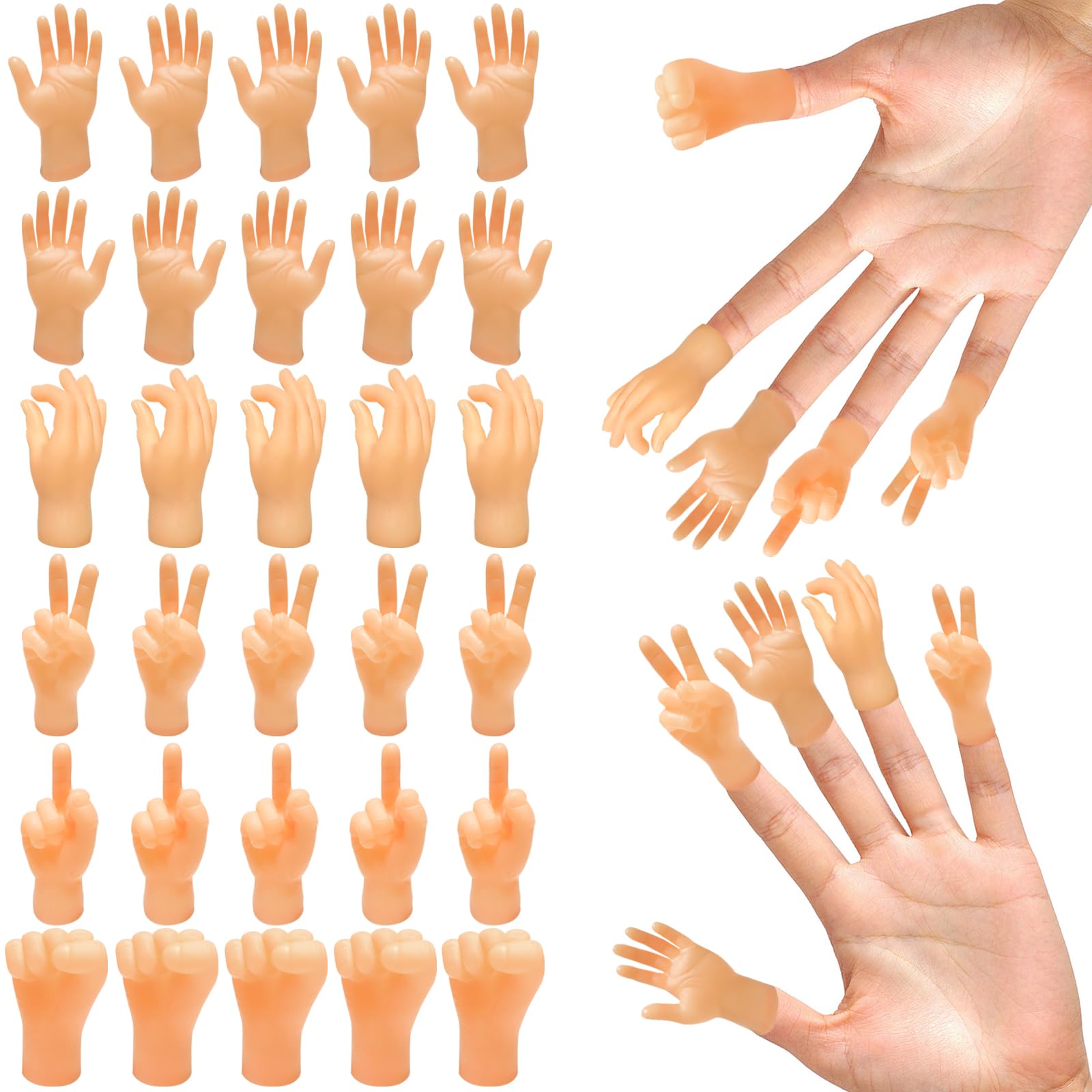 Amazon.com: 30 PCS Finger Hands,Mini Finger Hands,Premium Rubber Tiny ...