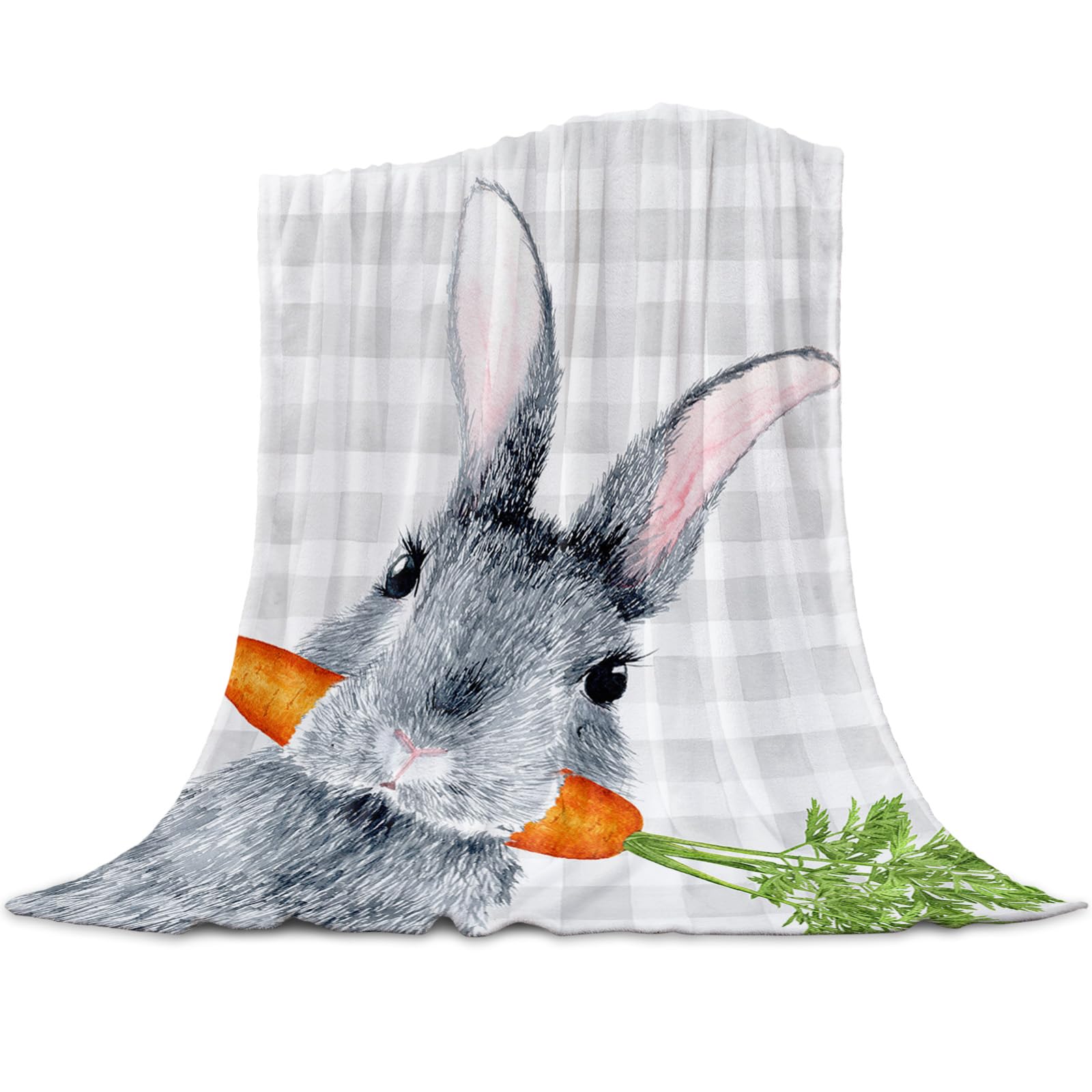 Amazon.com: Rabbit Carrot Throw Blanket Bunny Easter Blanket Spring ...