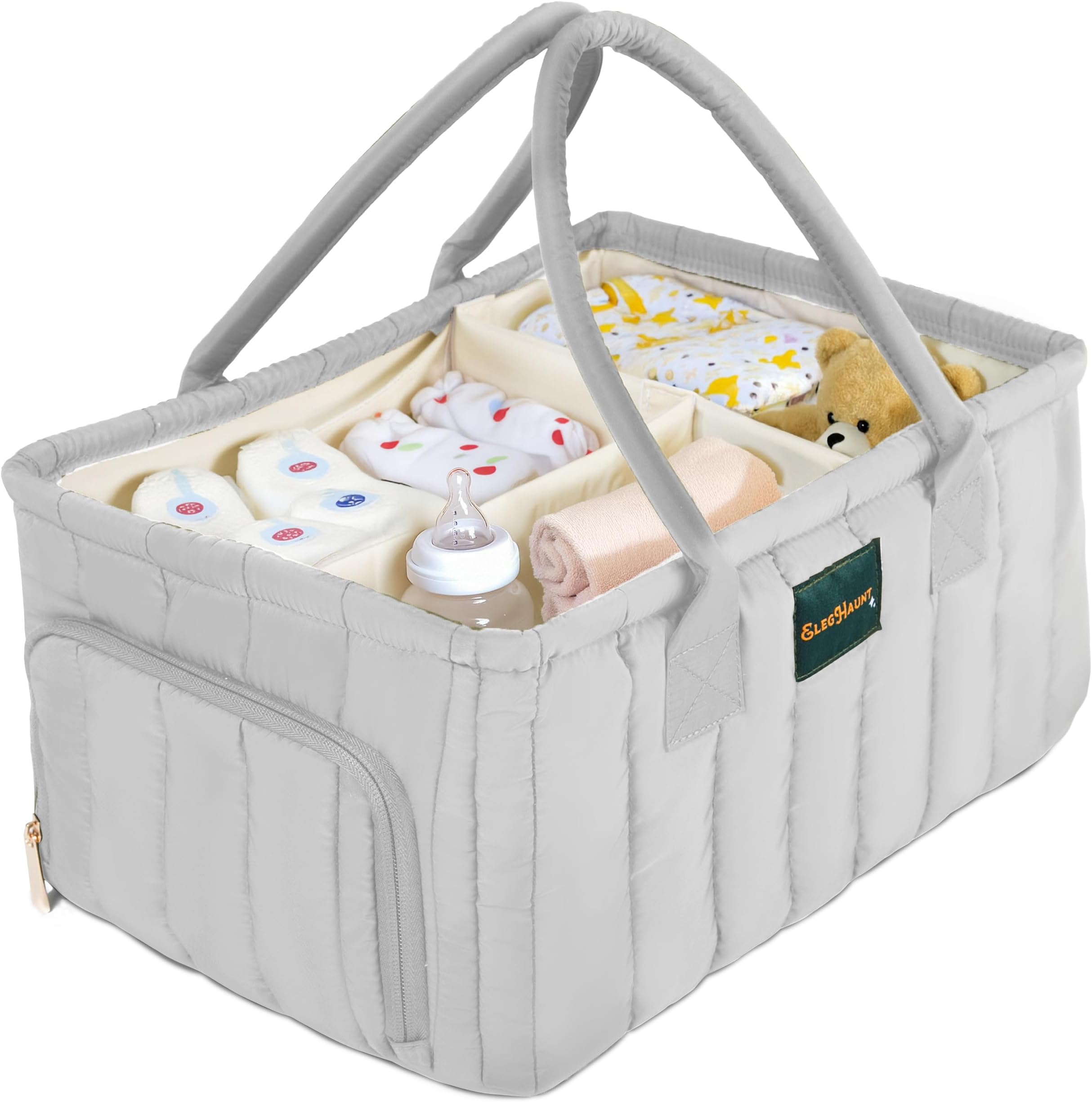 Amazon.com: Diaper Caddy with Leather Handle, Adjustable Storage ...