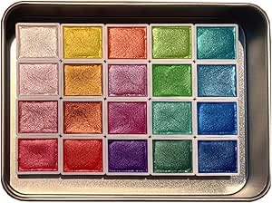 Amazon.com: 20 Colors Pearlescent Watercolor Painting Set, Metallic ...