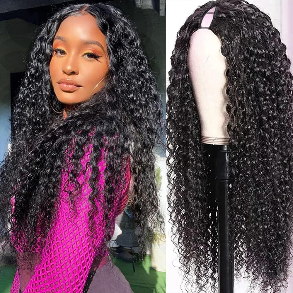 Amazon.com : ISEE Hair 22 Inch Water Wave V Part Wig Human Hair No ...