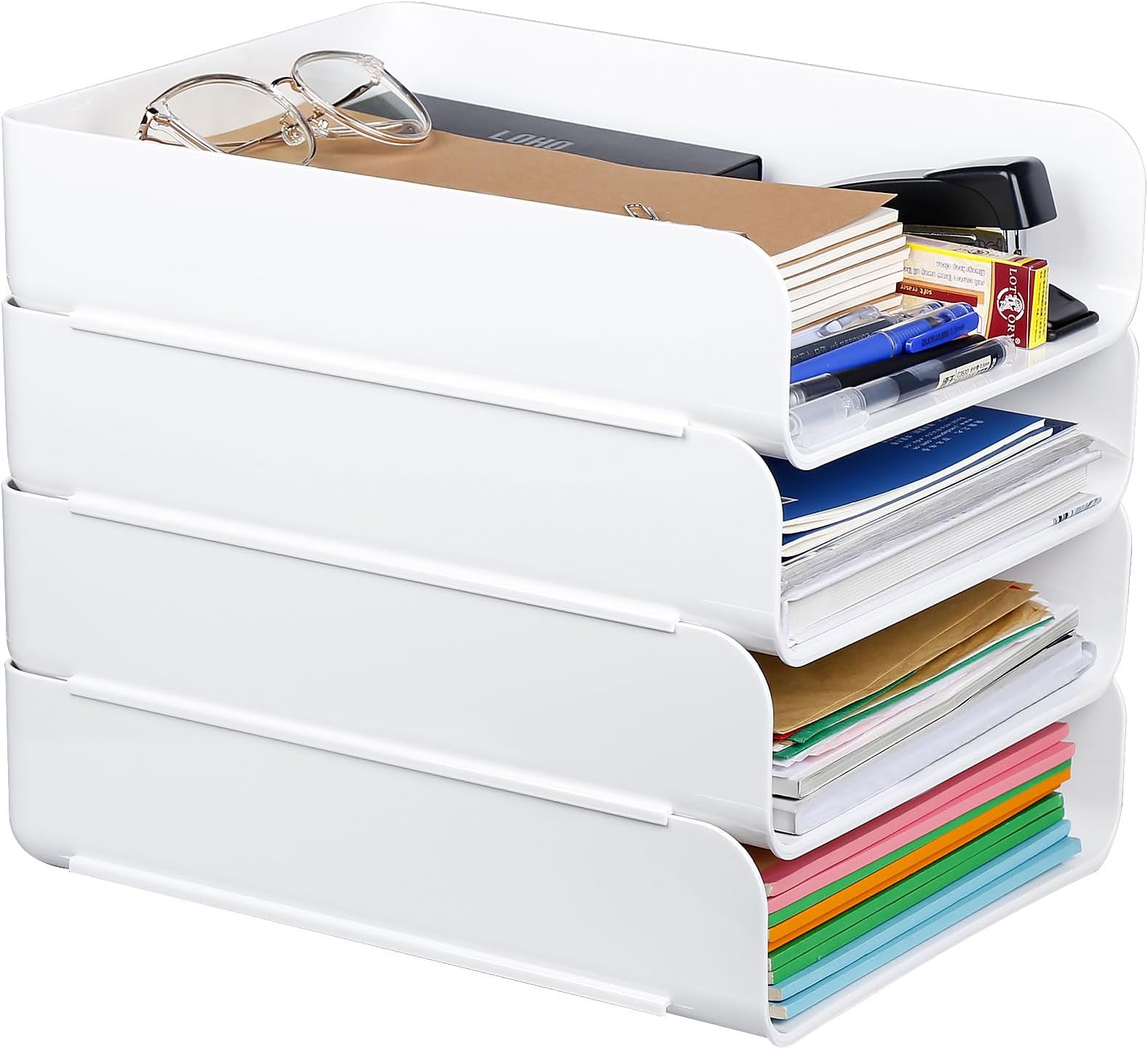 Stackable White Paper Trays Holder - Purilit design Desktop Racks for ...