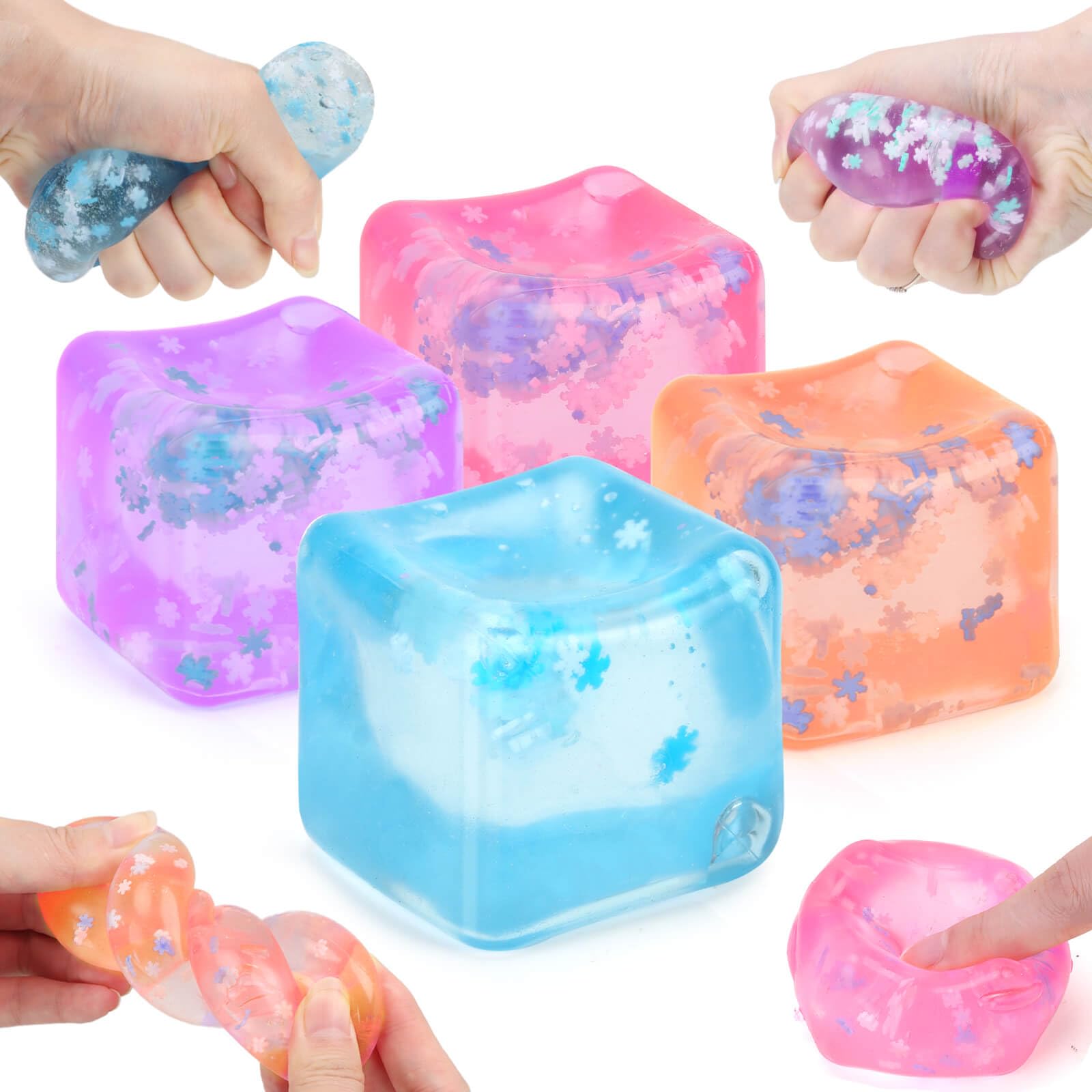 Amazon.com: Gretex Ice Cube Fidget Toy for All Ages: 4 Pack Soft Cubes ...