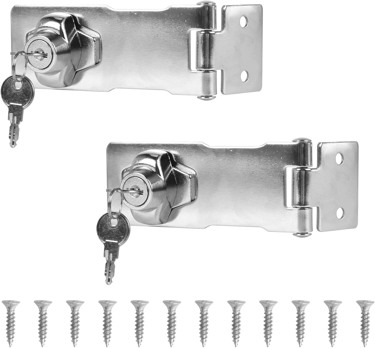 LISSUDA 2Pcs Keyed Hasp Lock Heavy Duty Hasp and Staple with Padlock ...