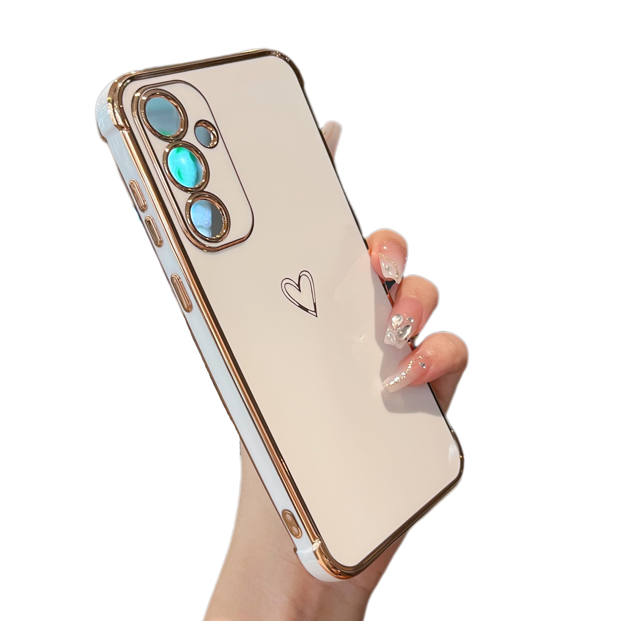 Amazon.com: ZTOFERA for Samsung Galaxy S24 FE 5G Case,Cute Plating Edge Love Hearts Pattern with ...