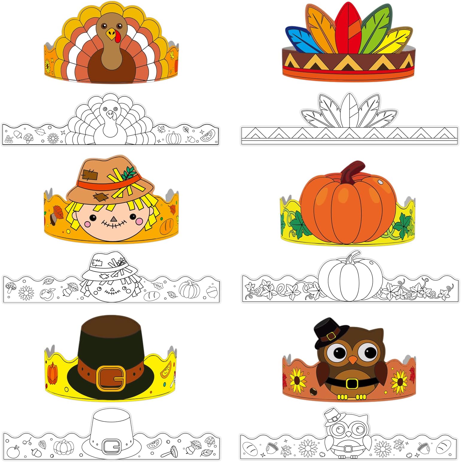 Amazon.com: Fancy Land Thanksgiving Turkey Hats Pack of 30 Turkey ...