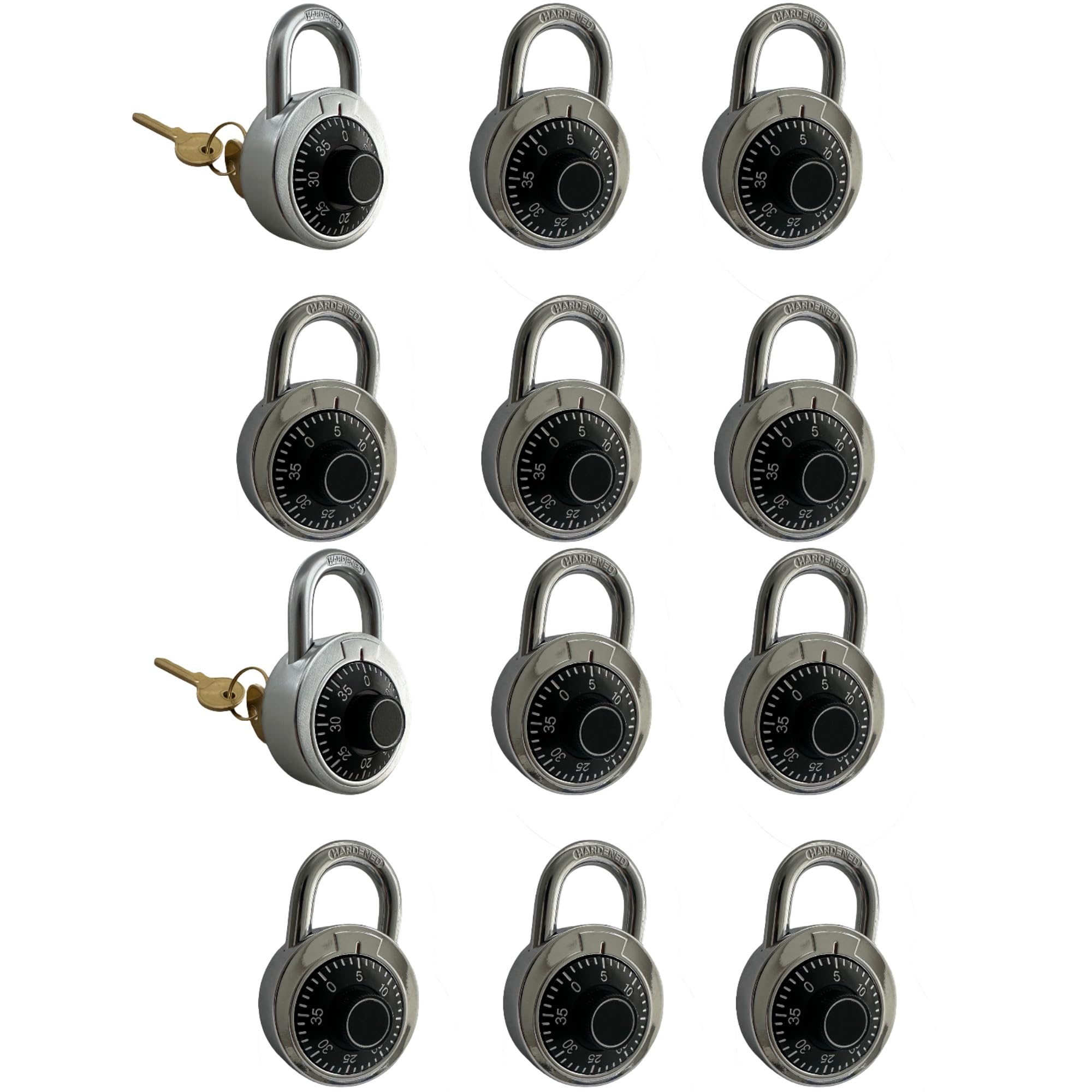 DuoTyga Combination Padlock with Key and Same Code Each Set, 12 Pack 4 ...