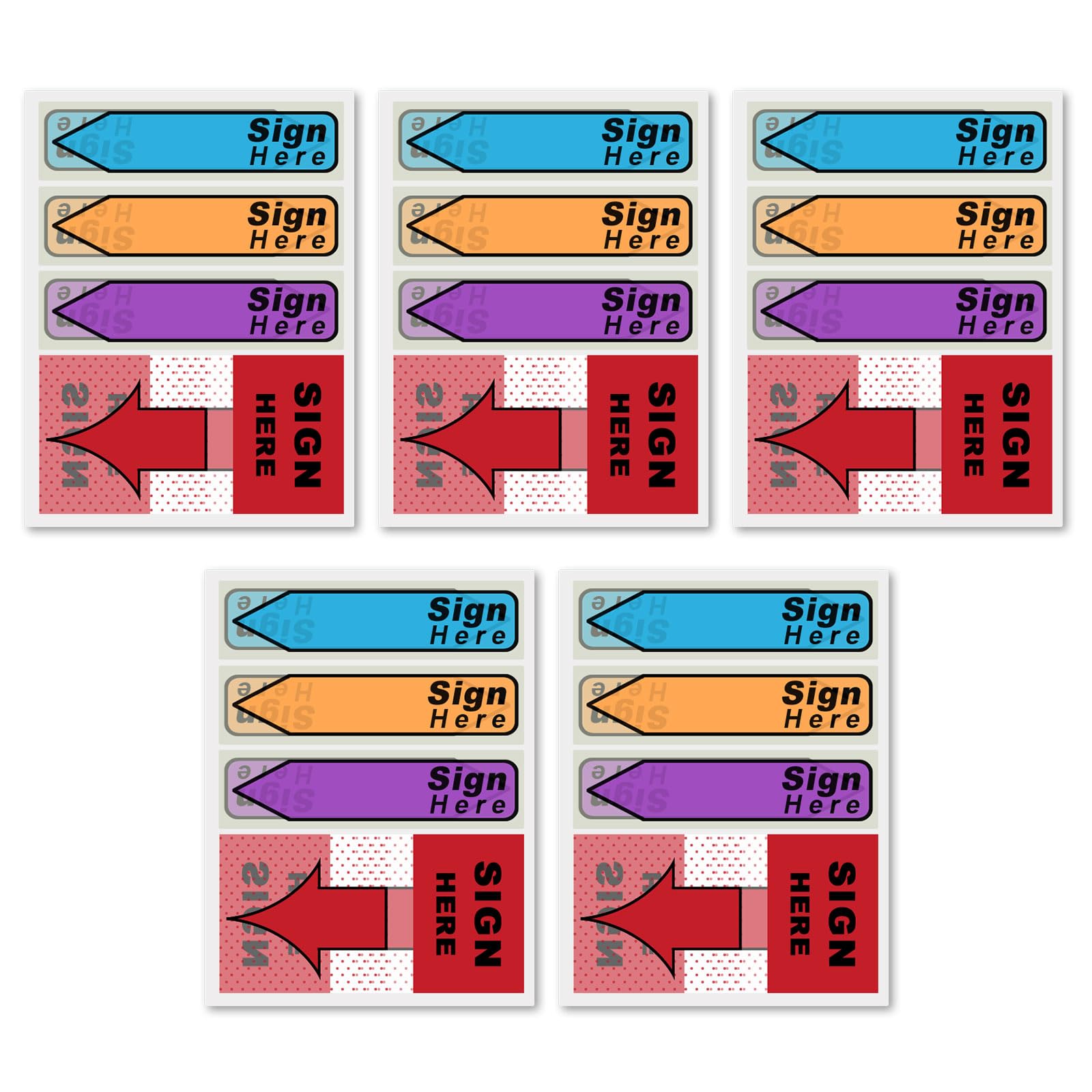 Sign Here Stickers 500 Pack 500pcs Sign Here Stickers - 5 Pack Arrow ...