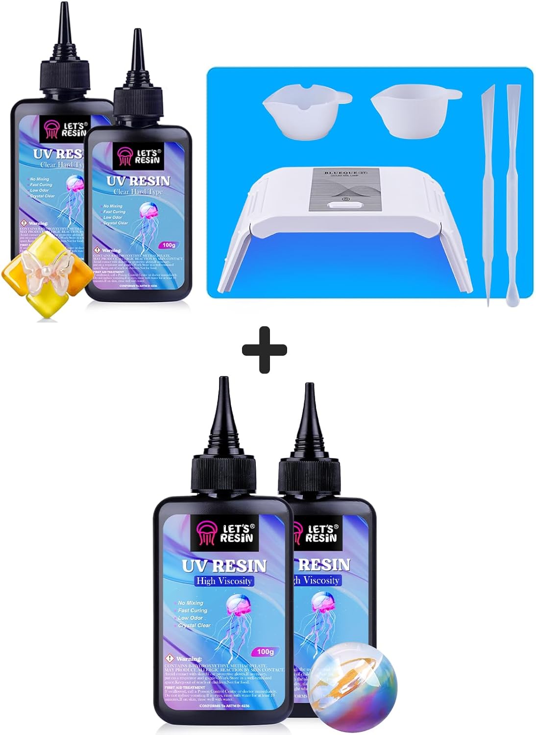 Amazon.com: Bundle Set of LET'S RESIN UV Resin with Light and 200g ...